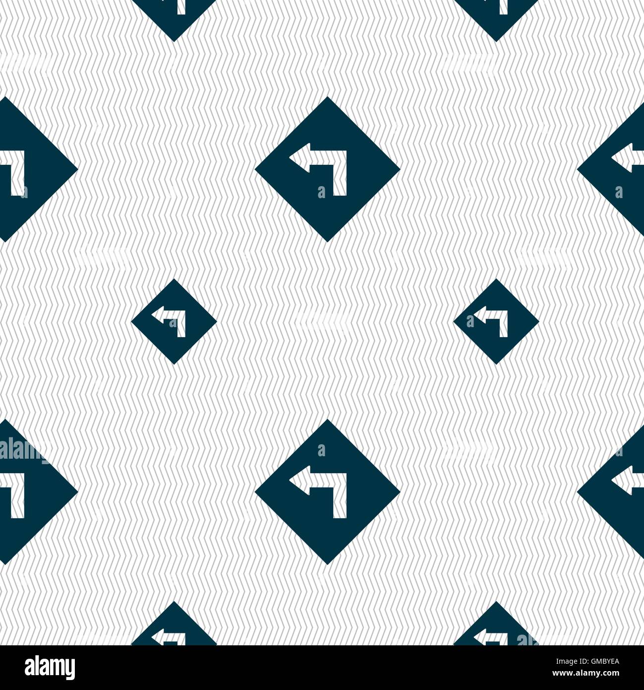 Road sign warning of dangerous left curve icon sign. Seamless pattern ...