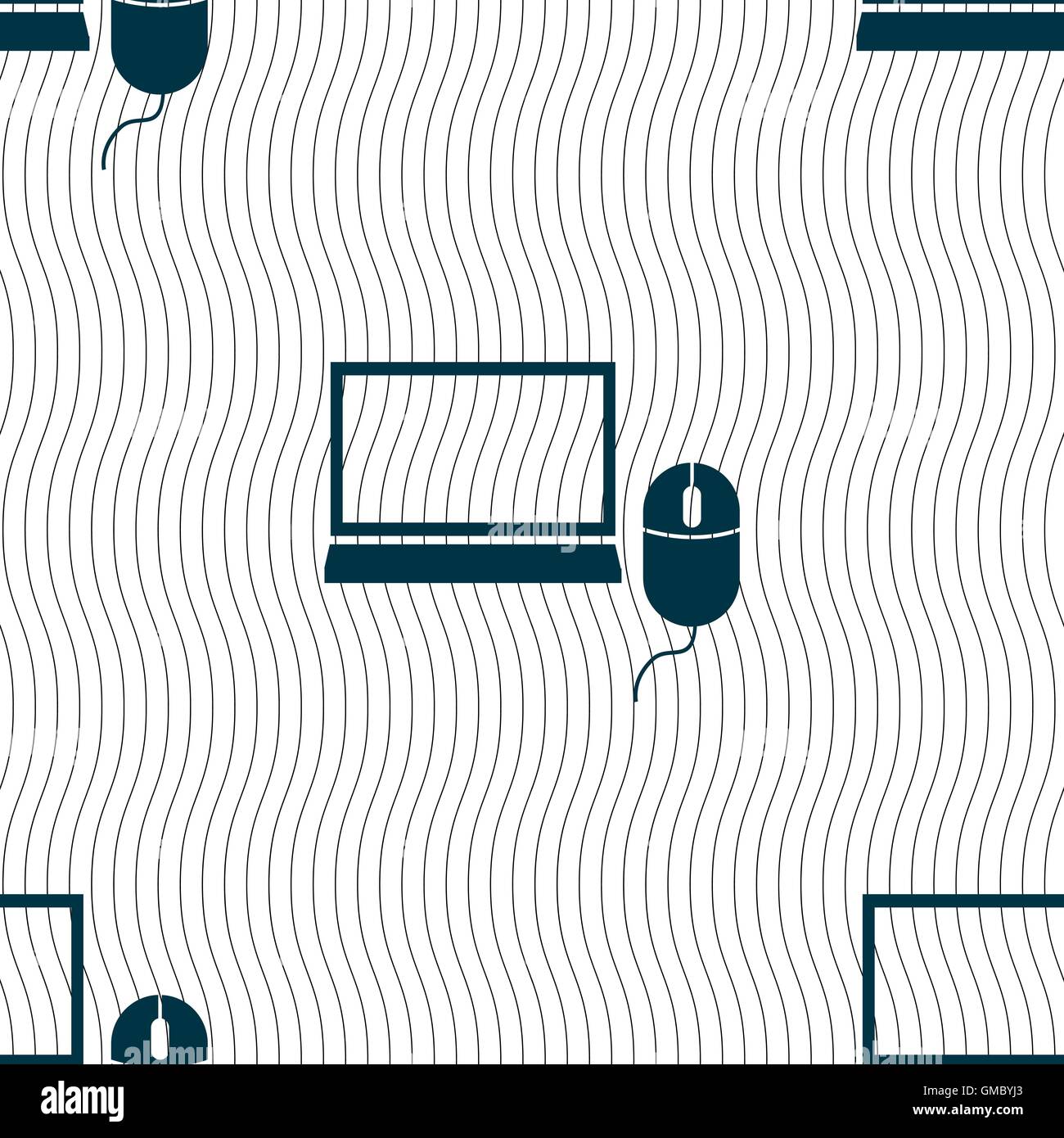 Computer widescreen monitor, mouse sign icon. Seamless pattern with ...