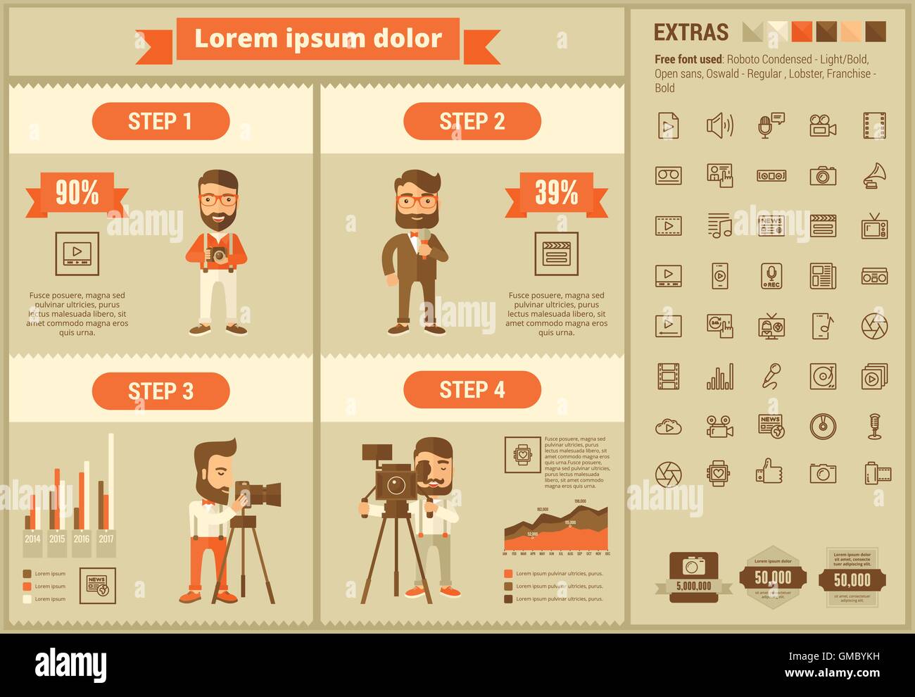 Media flat design Infographic Template Stock Vector Image & Art - Alamy