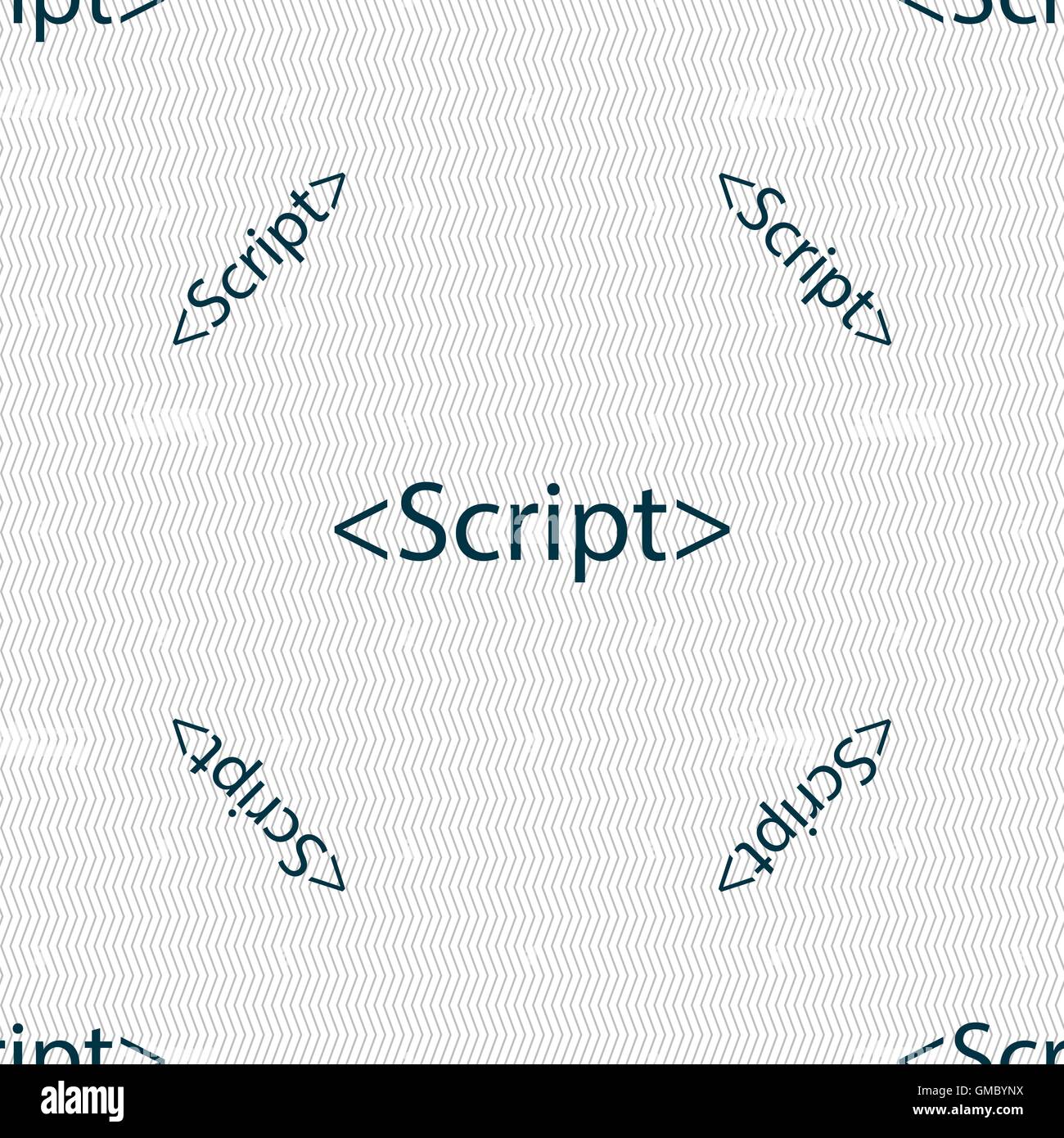 Script sign icon. Javascript code symbol. Seamless pattern with geometric texture. Vector Stock ...