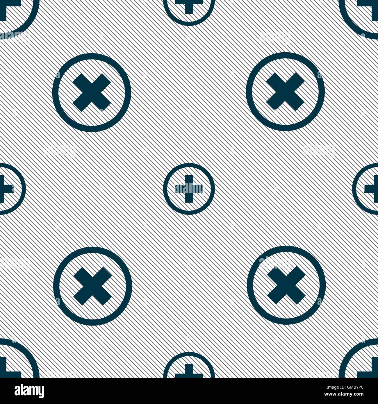 Plus sign icon. Positive symbol. Zoom in. Seamless pattern with ...