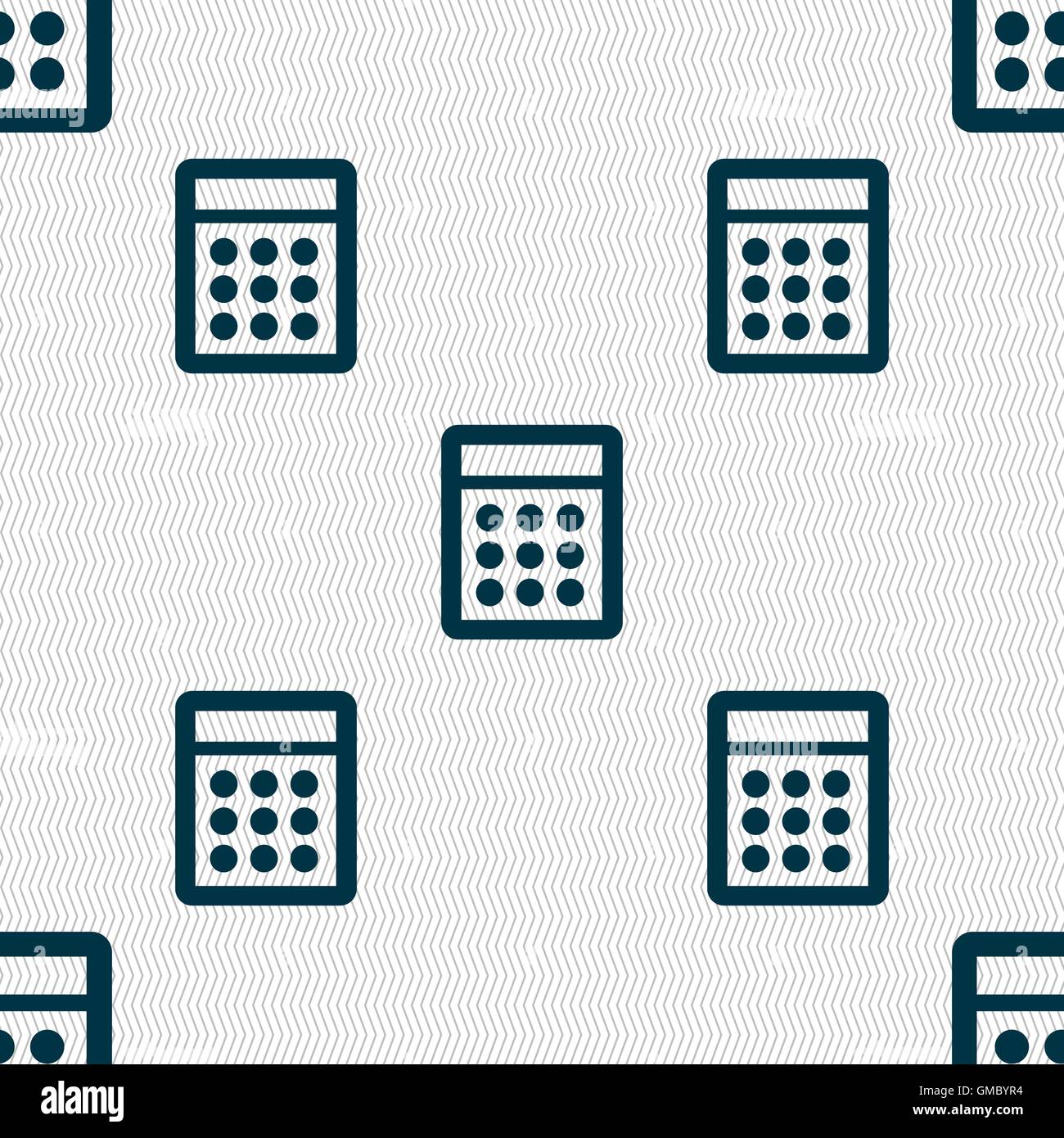 Calculator sign icon. Bookkeeping symbol. Seamless abstract background ...