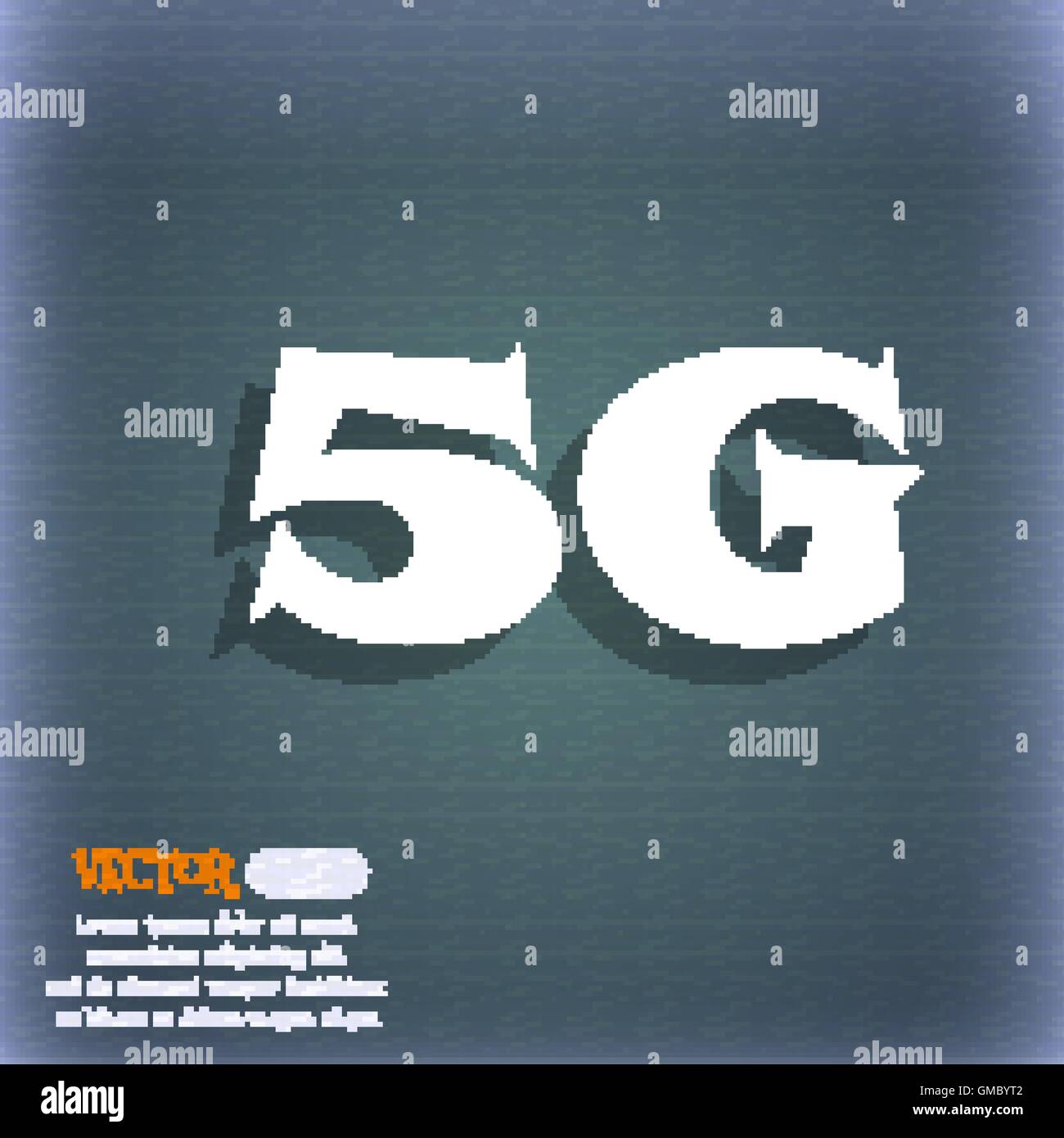 5G sign icon. Mobile telecommunications technology symbol. On the blue ...