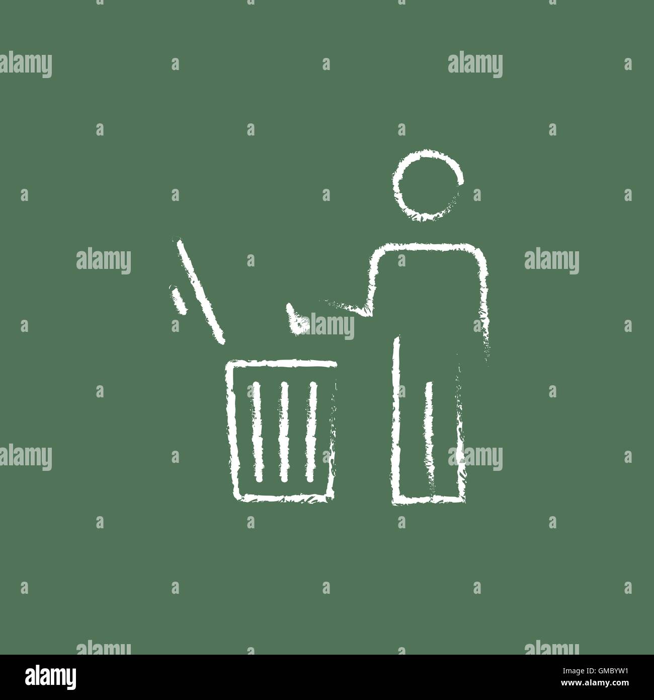 Man throwing garbage in a bin icon drawn chalk Stock Vector Image & Art ...