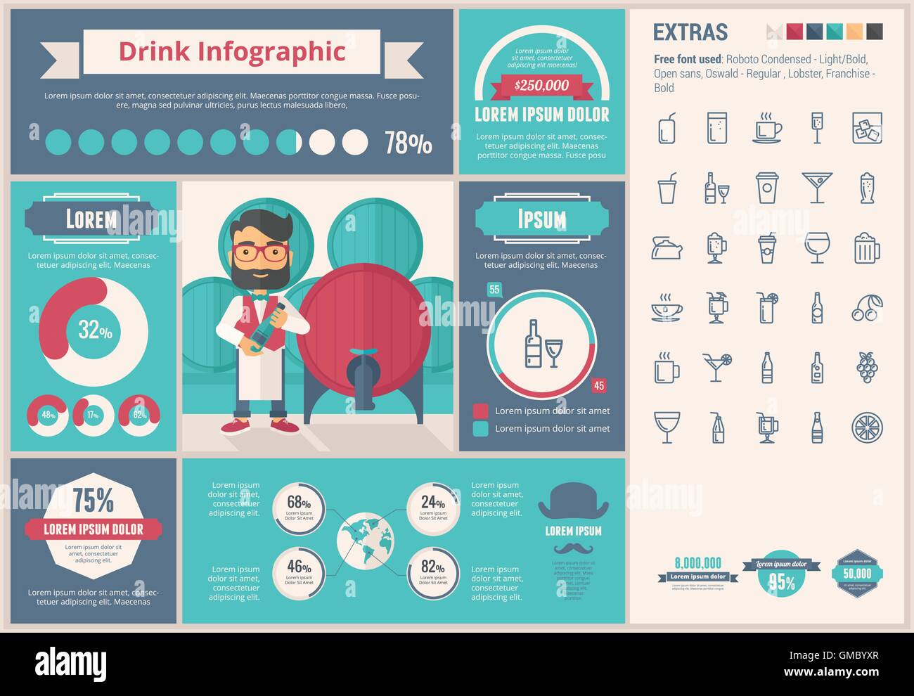 Drink flat design Infographic Template Stock Vector Image & Art - Alamy