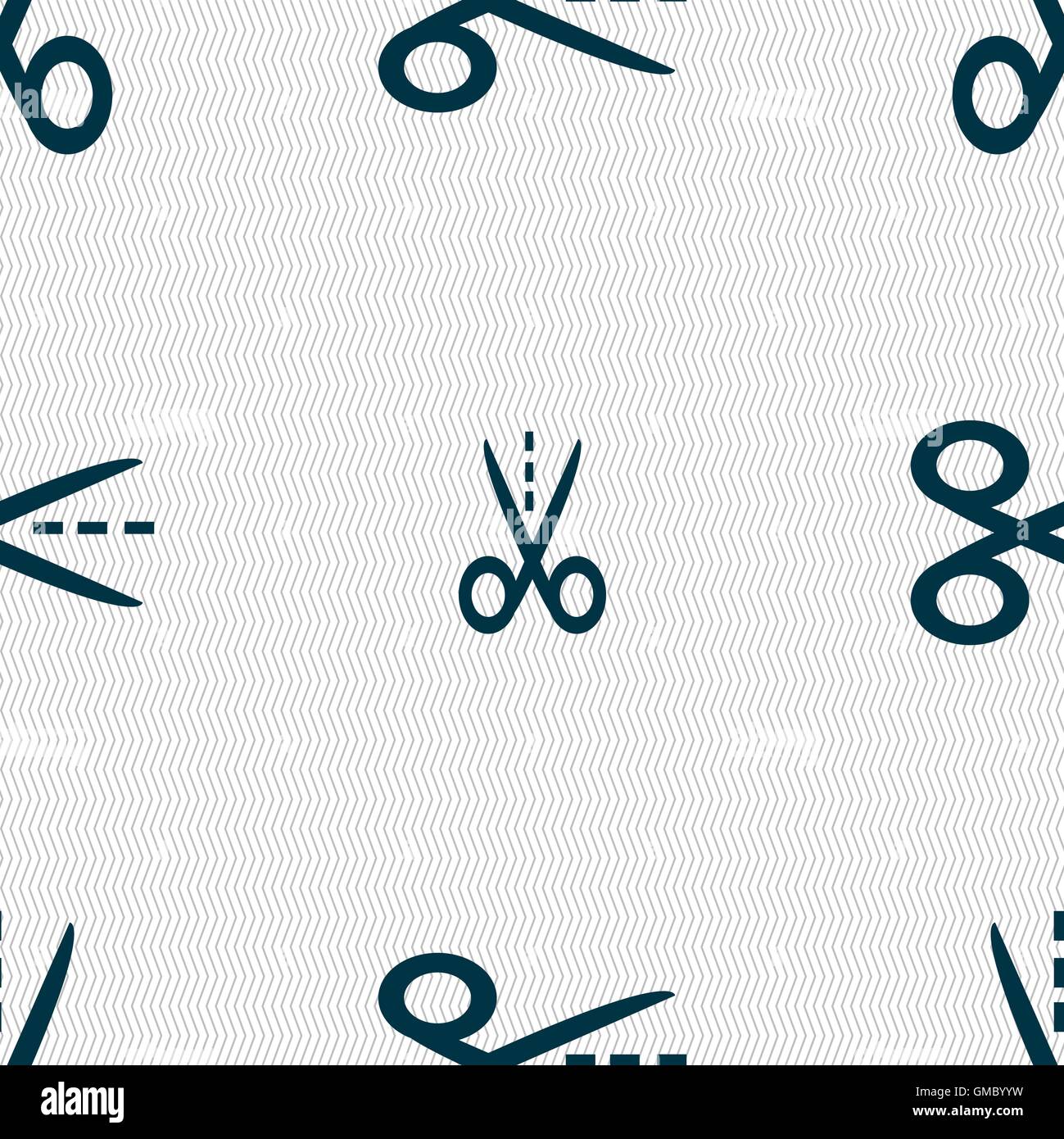 Scissors with cut dash dotted line sign icon. Tailor symbol. Seamless ...