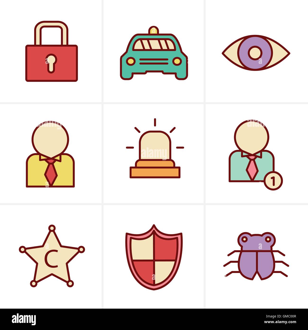 Icons Style Security icon set on white background Stock Vector Image ...