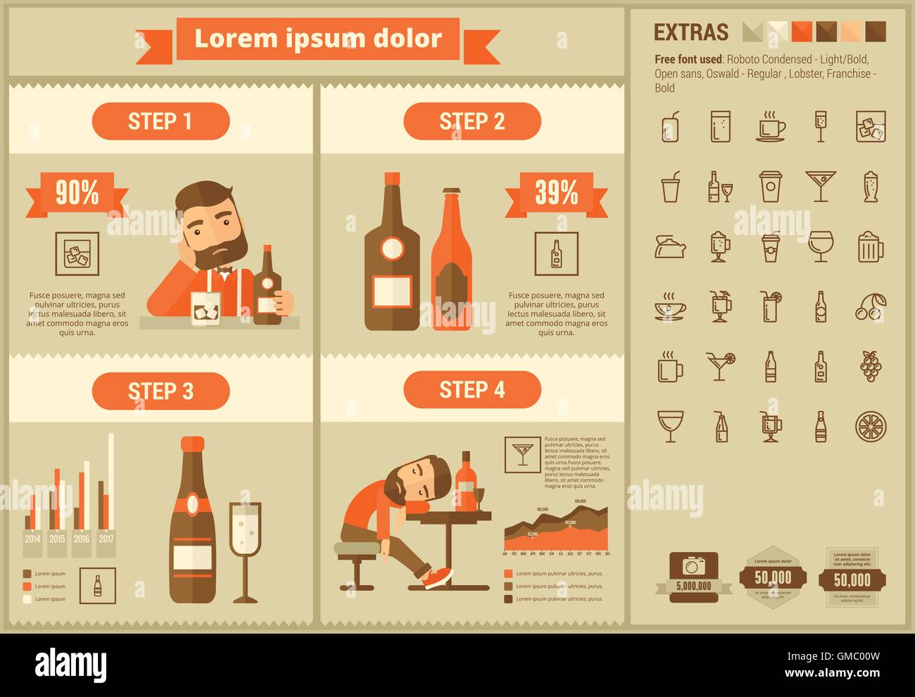 Drink flat design Infographic Template Stock Vector Image & Art - Alamy