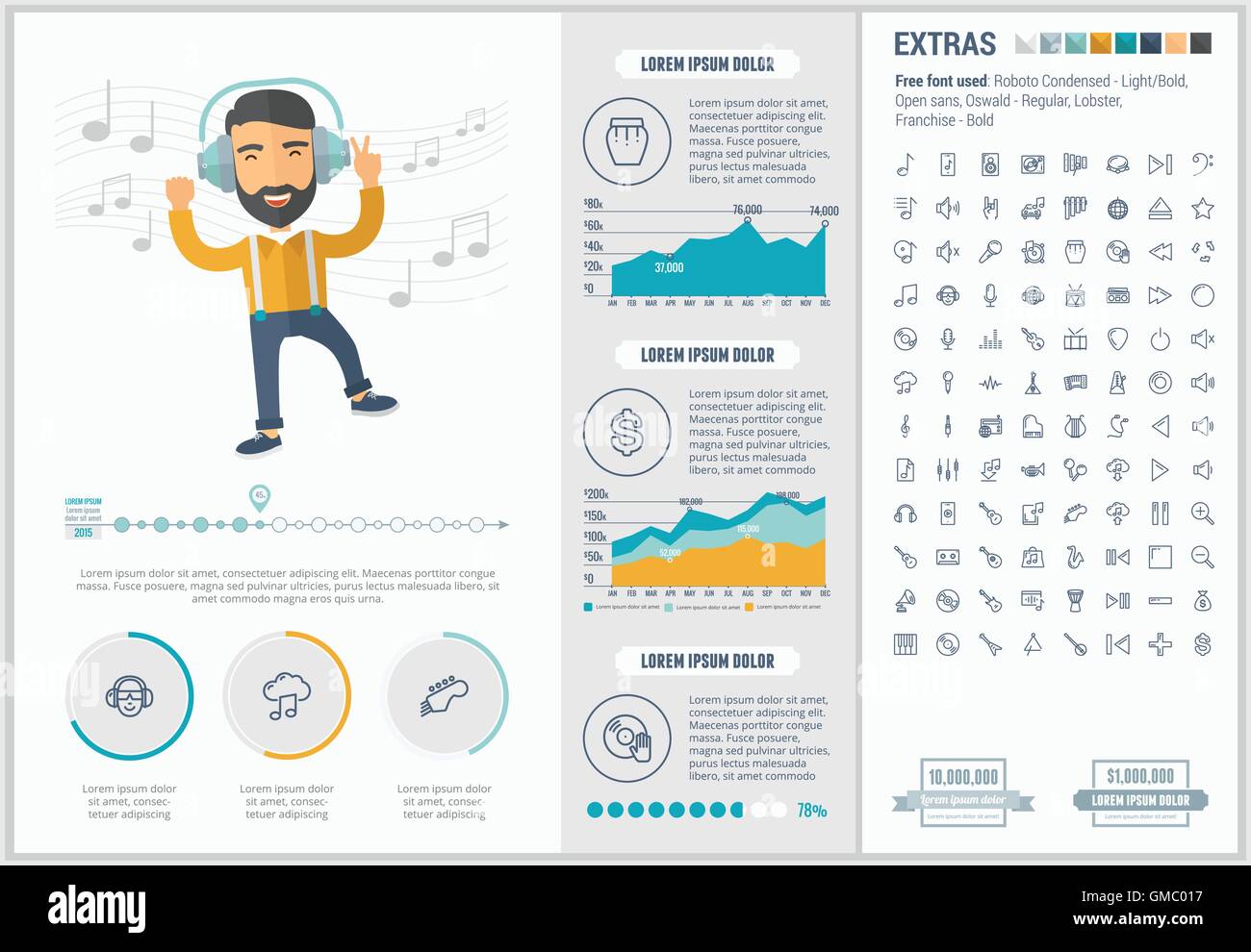 Music flat design Infographic Template Stock Vector Image & Art - Alamy