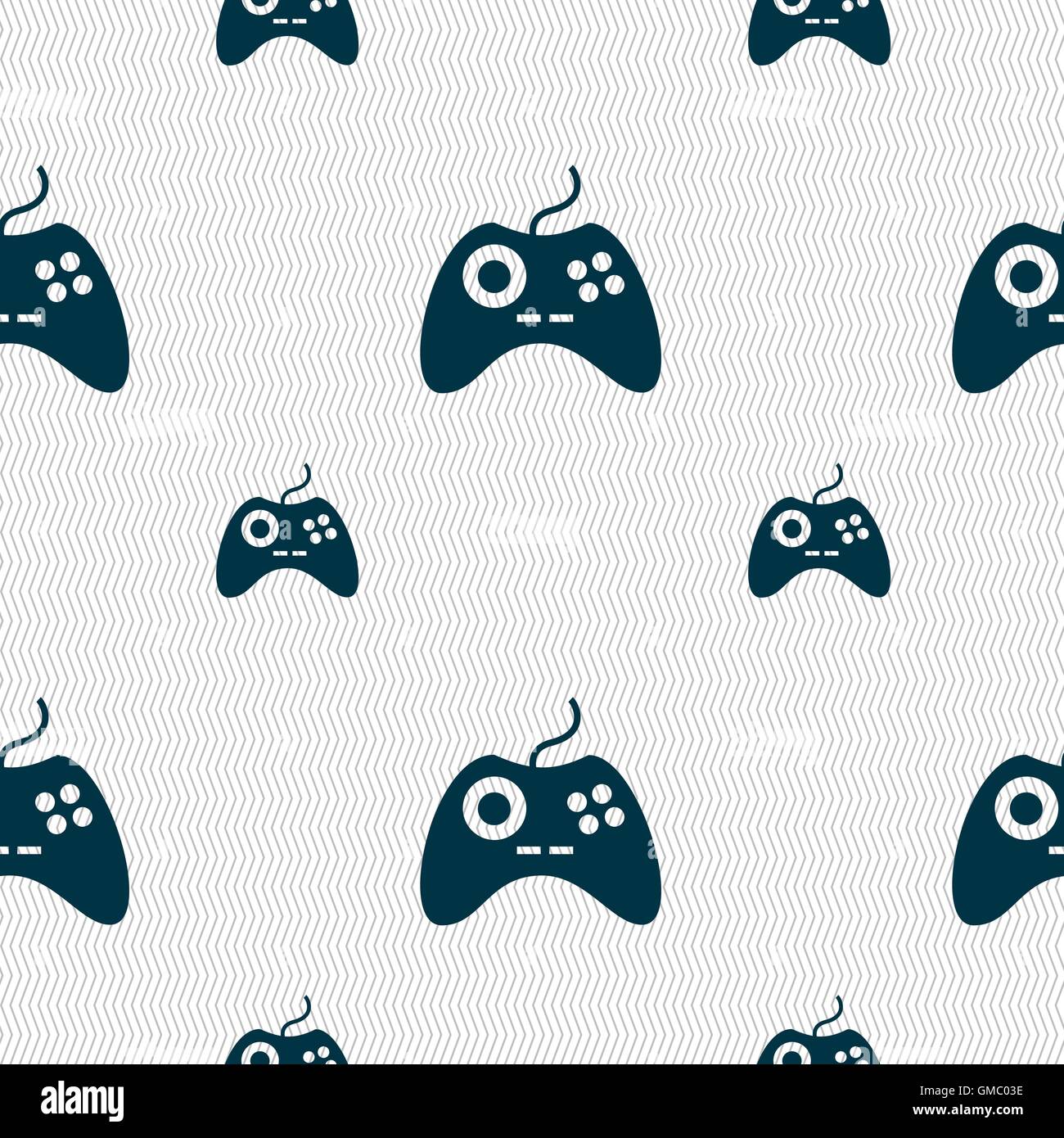Joystick sign icon. Video game symbol. Seamless pattern with geometric ...