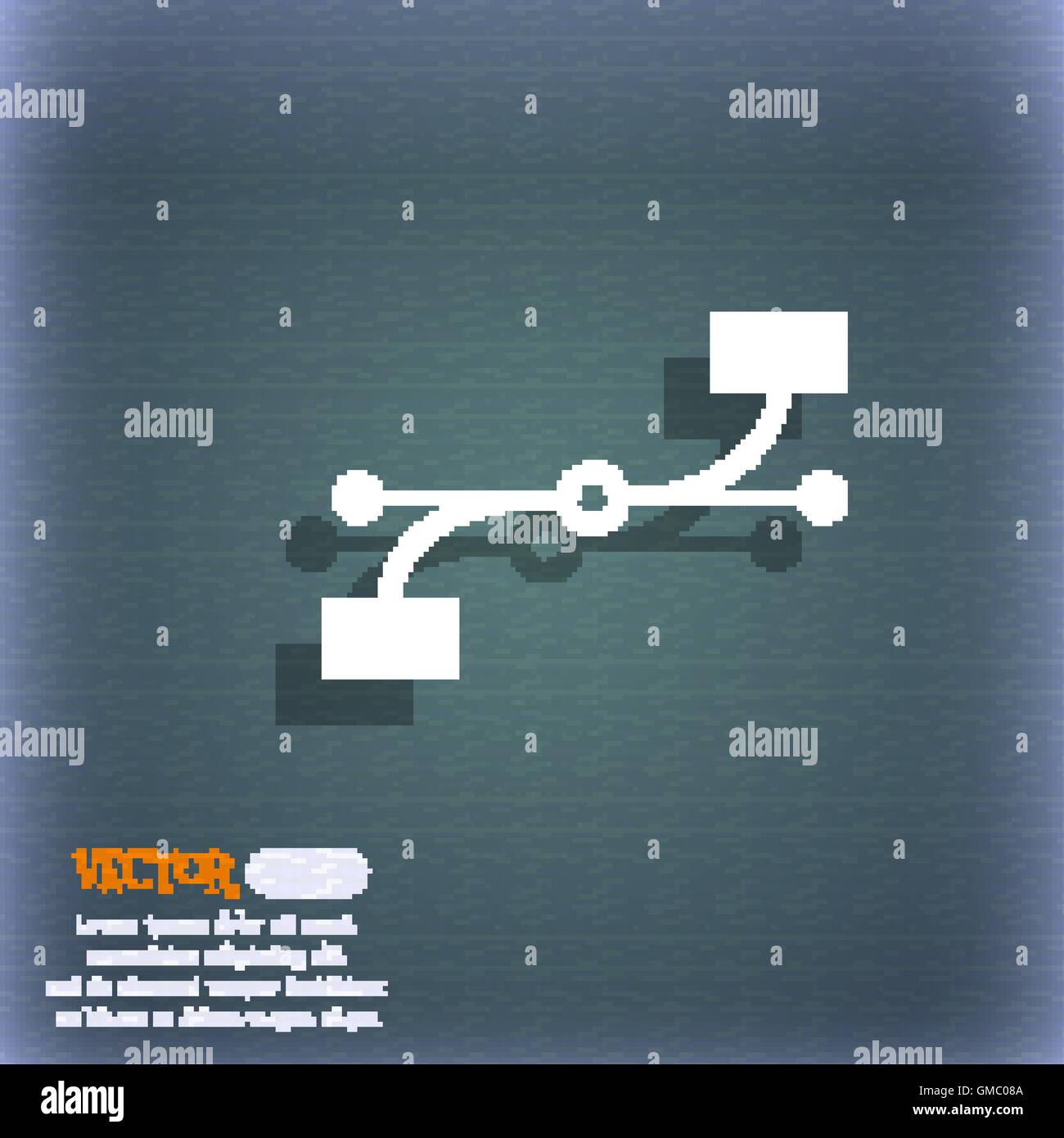 Bezier Curve Icon Sign On The Blue Green Abstract Background With Shadow And Space For Your