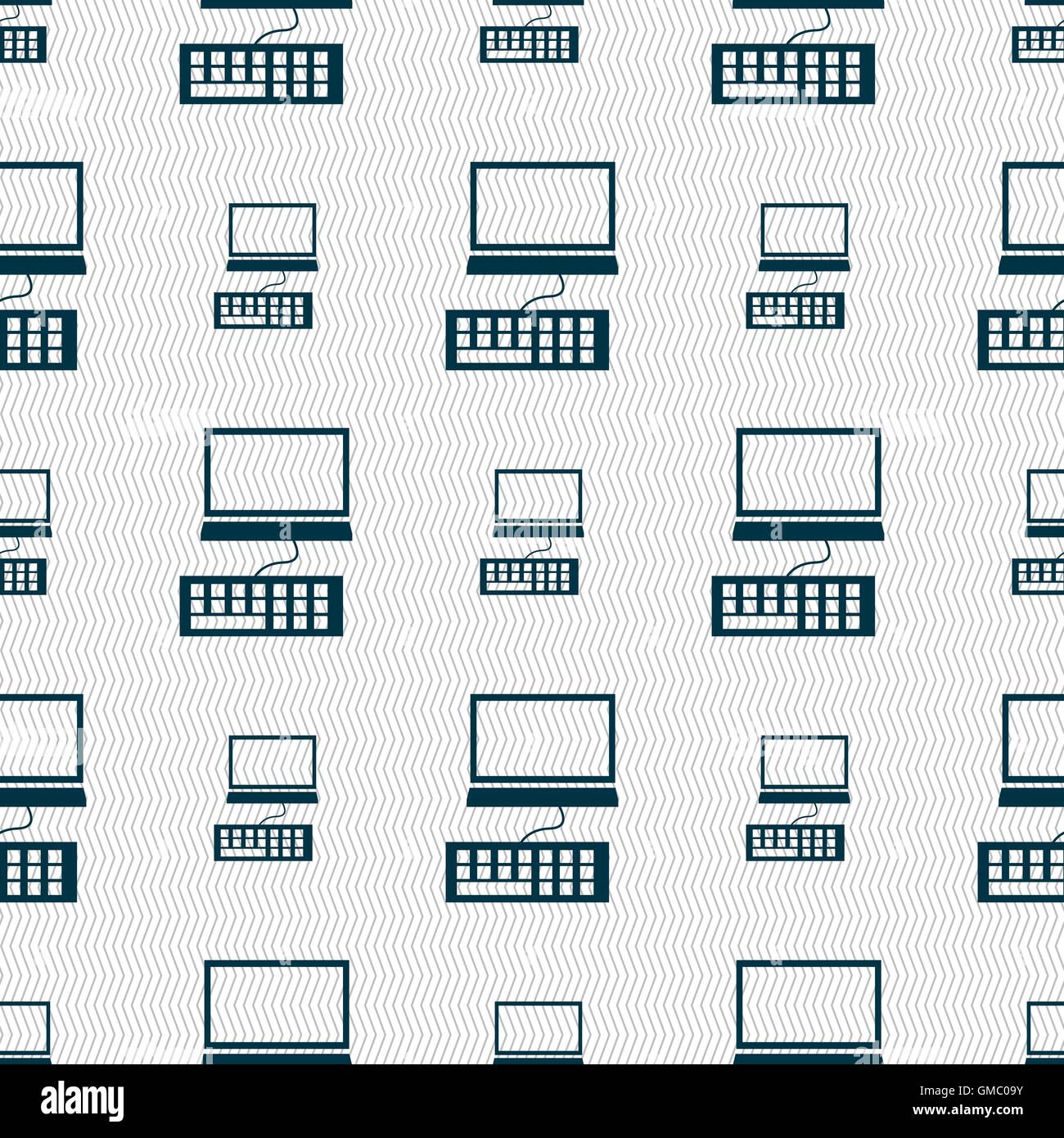 Computer monitor and keyboard Icon. Seamless abstract background with geometric shapes. Vector ...