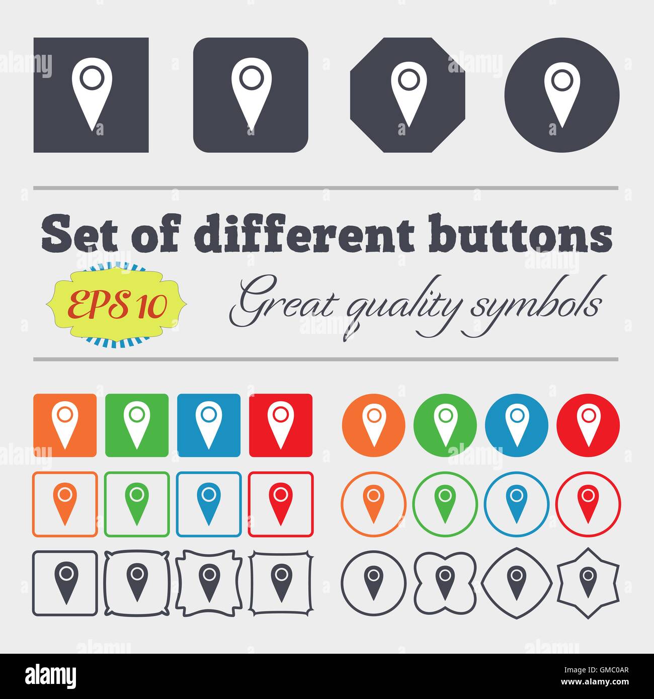 Map pointer icon sign. Big set of colorful, diverse, high-quality ...