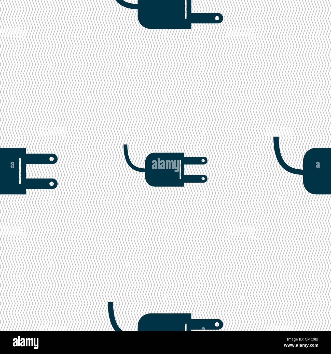 Electric plug sign icon. Power energy symbol. Seamless abstract ...