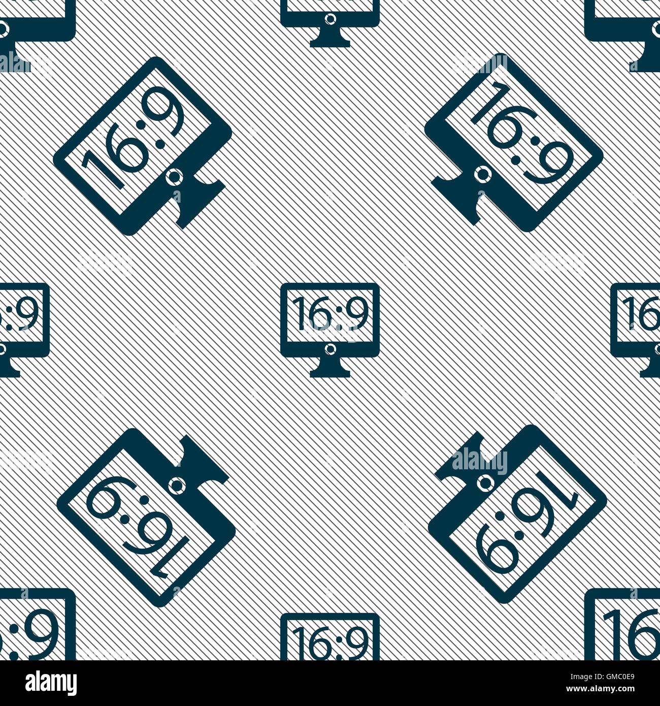 Aspect ratio 16 9 widescreen tv icon sign. Seamless pattern with ...