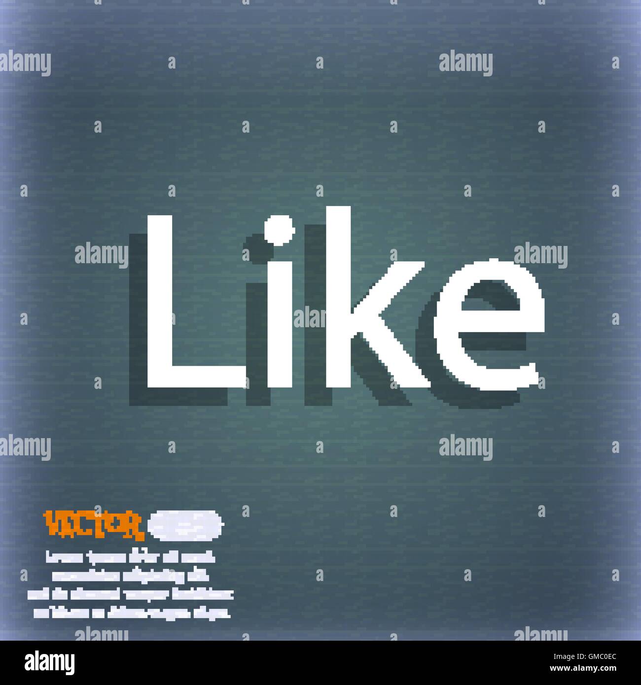 Like sign icon. On the blue-green abstract background with shadow and ...