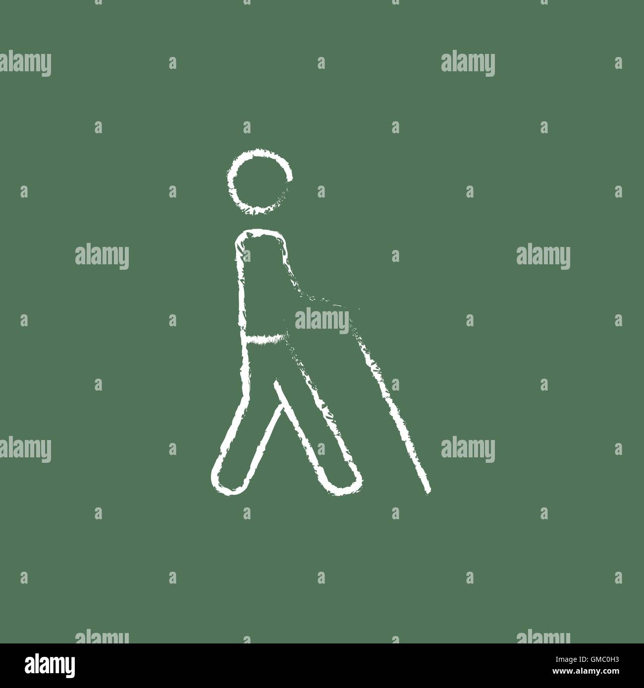 Blind man with stick icon drawn in chalk Stock Vector Image & Art - Alamy