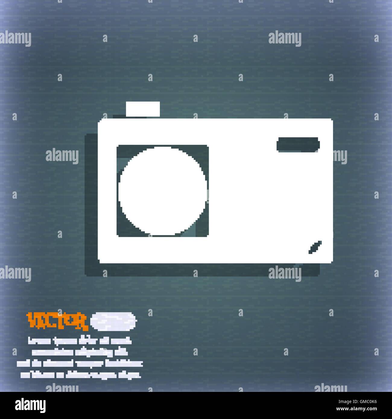 Photo camera sign icon. Digital symbol. On the blue-green abstract ...