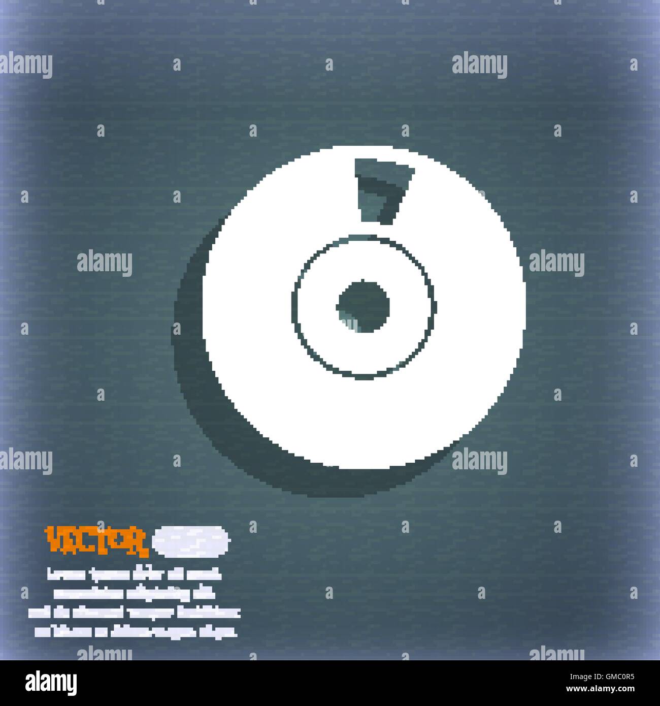 CD or DVD icon sign. On the blue-green abstract background with shadow ...