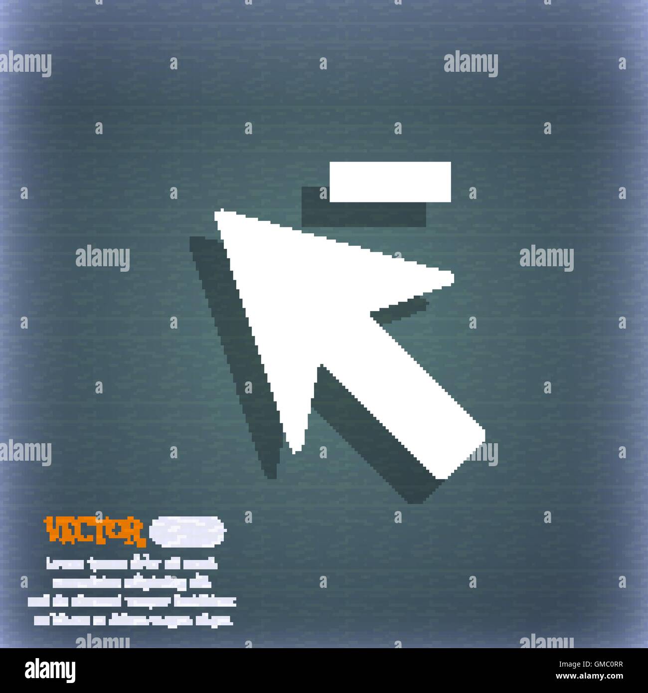 Cursor, arrow minus icon sign. On the blue-green abstract background ...