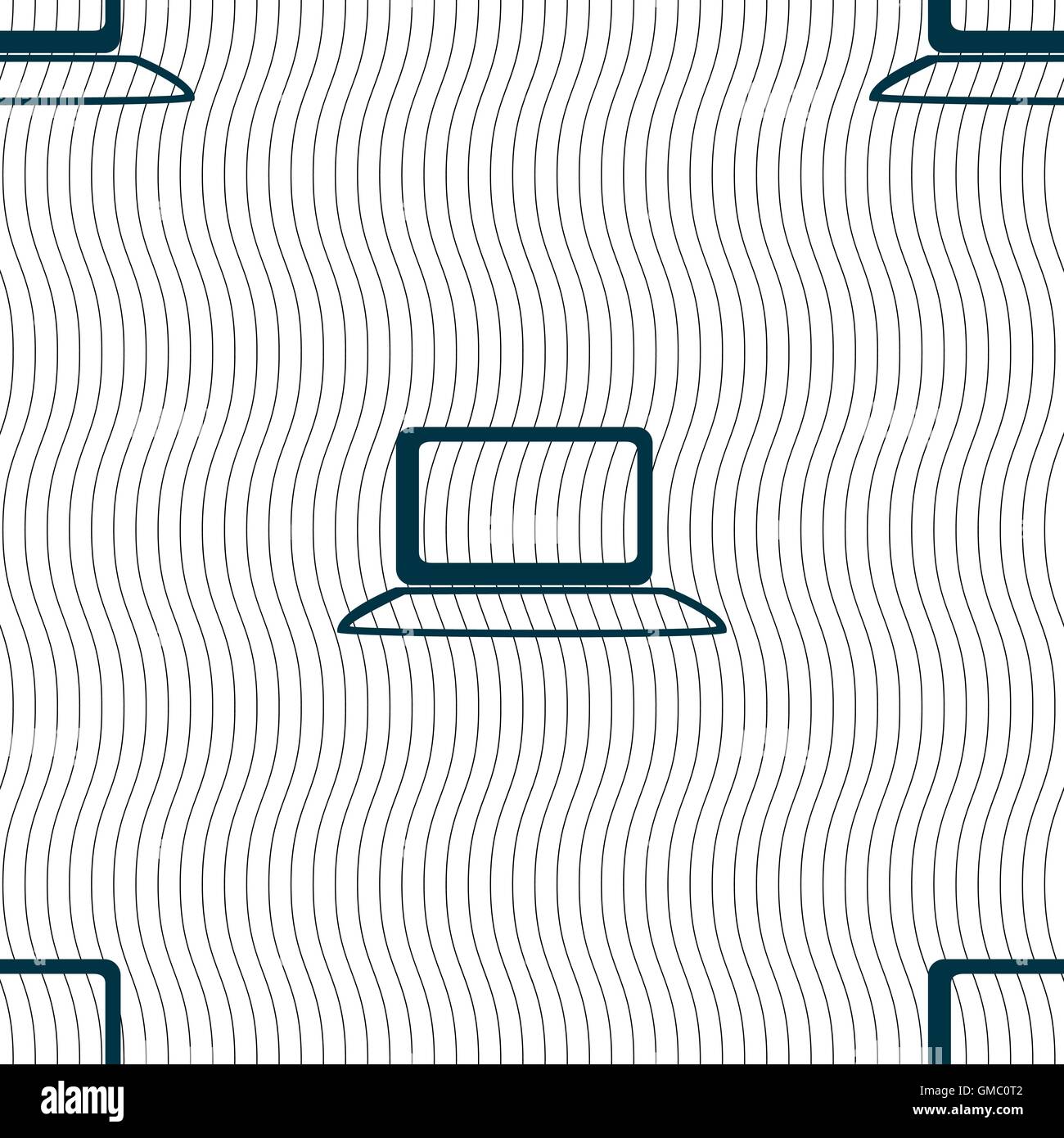 Laptop sign icon. Notebook pc with graph symbol. Monitoring. Seamless ...