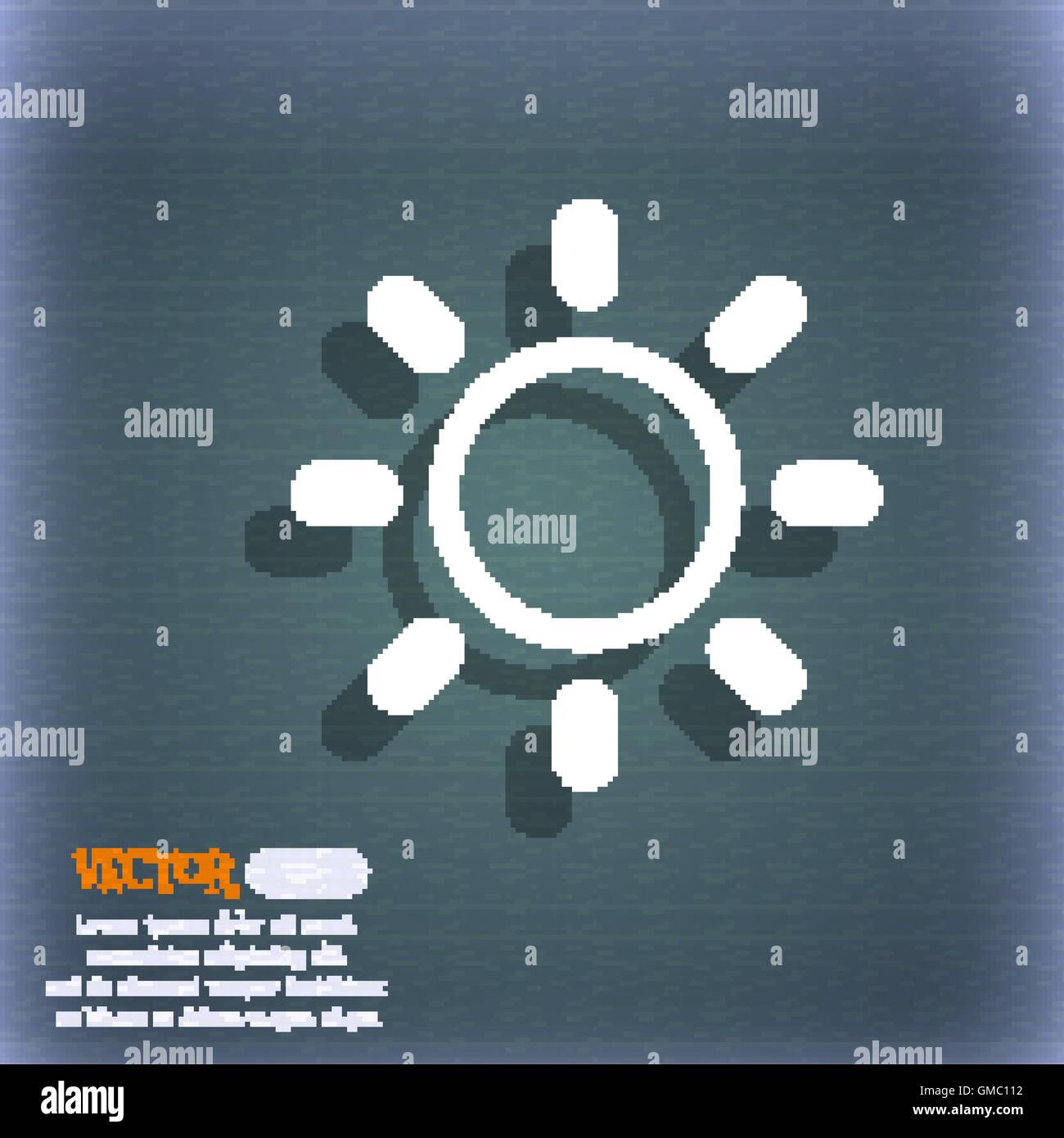 Brightness icon sign. On the blue-green abstract background with shadow ...