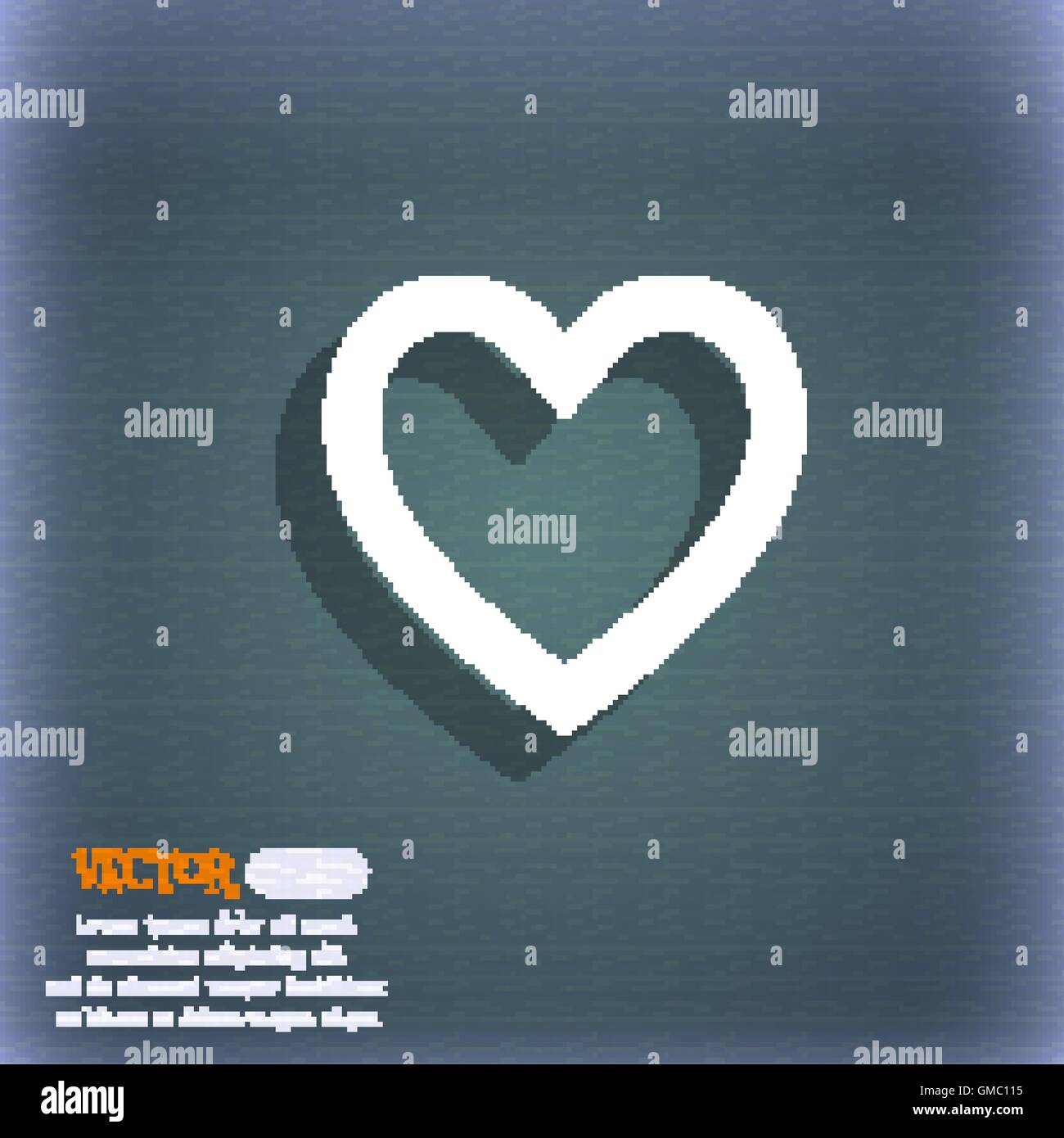 Heart sign icon. Love symbol. On the blue-green abstract background ...