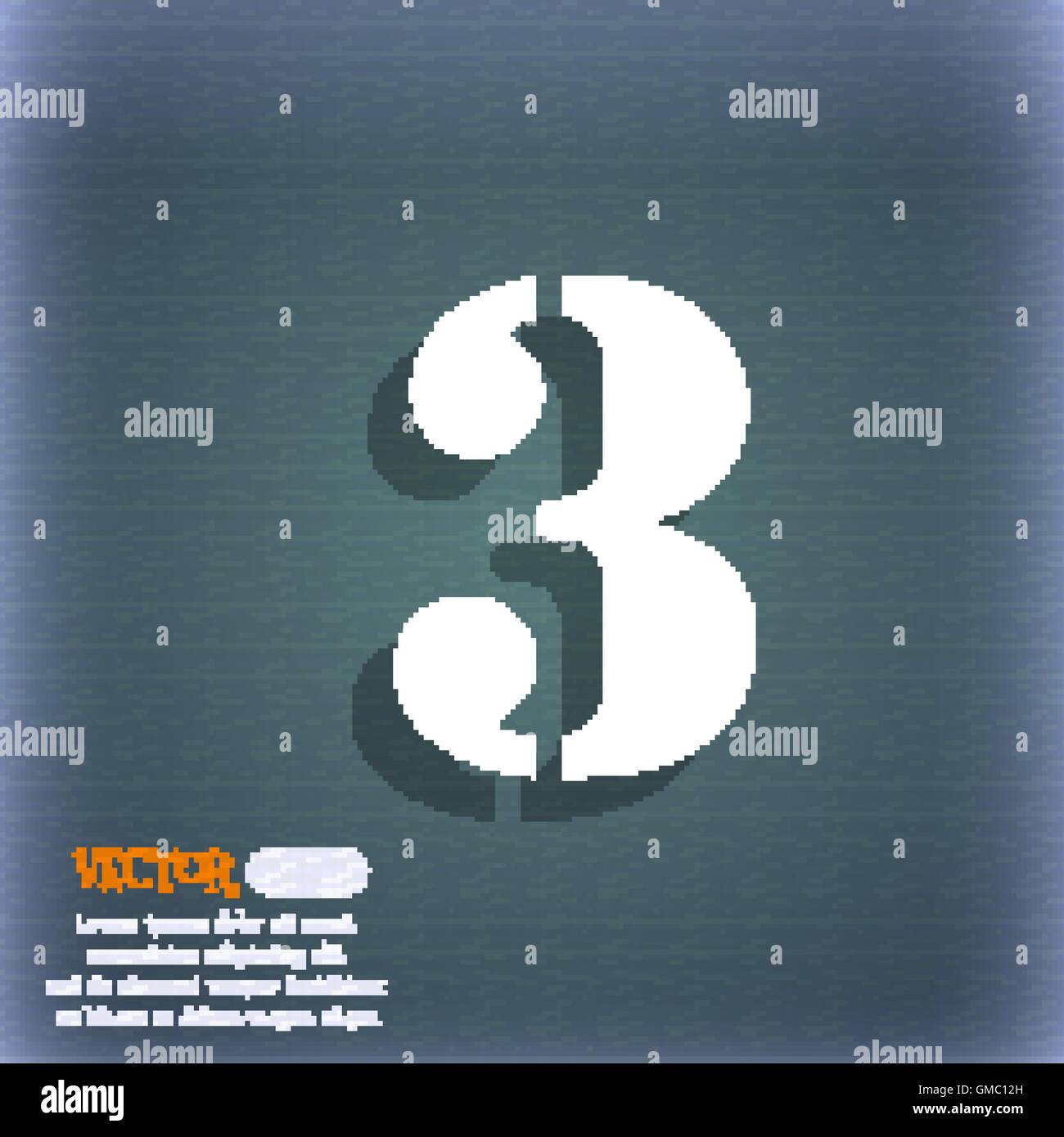 Third place award sign. Winner symbol. Step three. On the blue-green ...