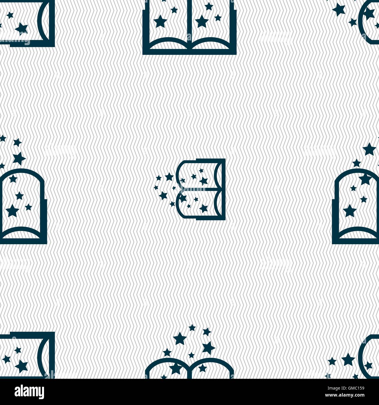 Magic Book sign icon. Open book symbol. Seamless abstract background ...