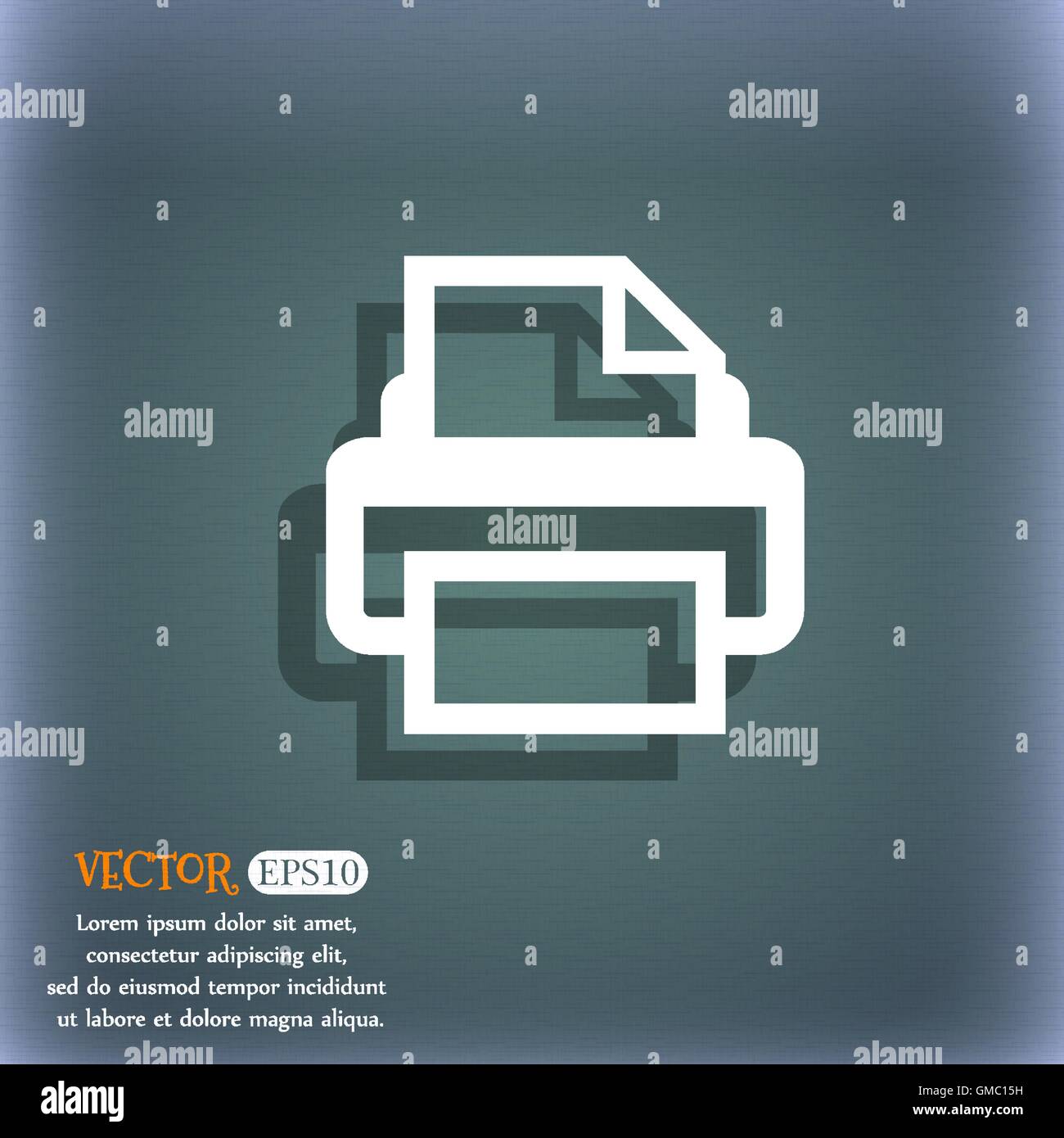 Print sign icon. Printing symbol. On the blue-green abstract background ...