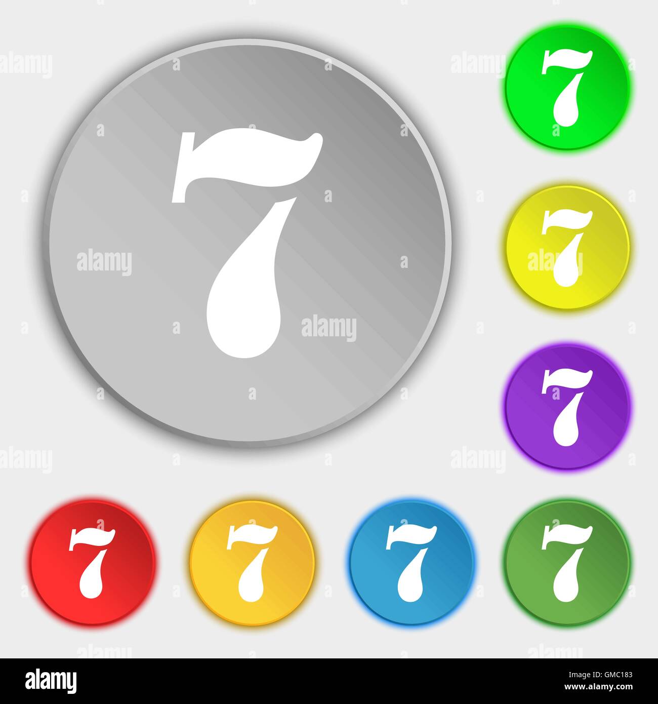 number seven icon sign. Symbols on eight flat buttons. Vector Stock ...