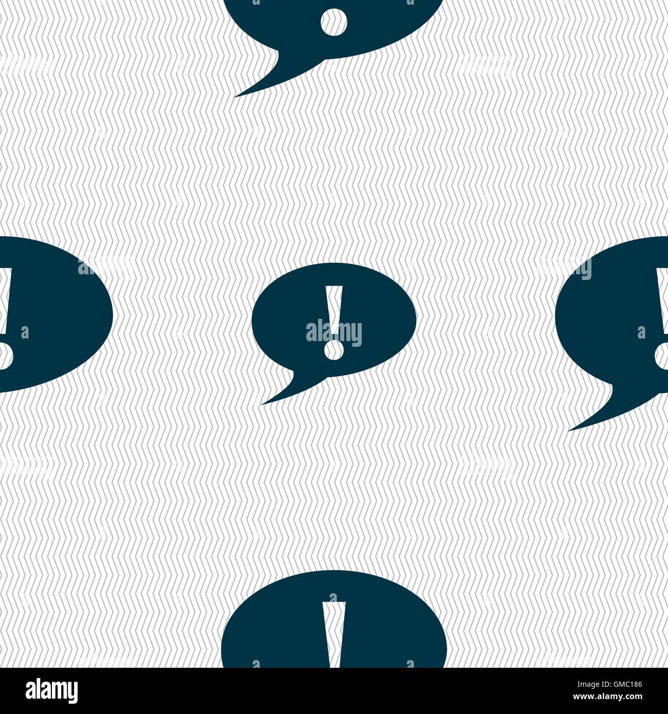 Exclamation mark sign icon. Attention speech bubble symbol. Seamless ...