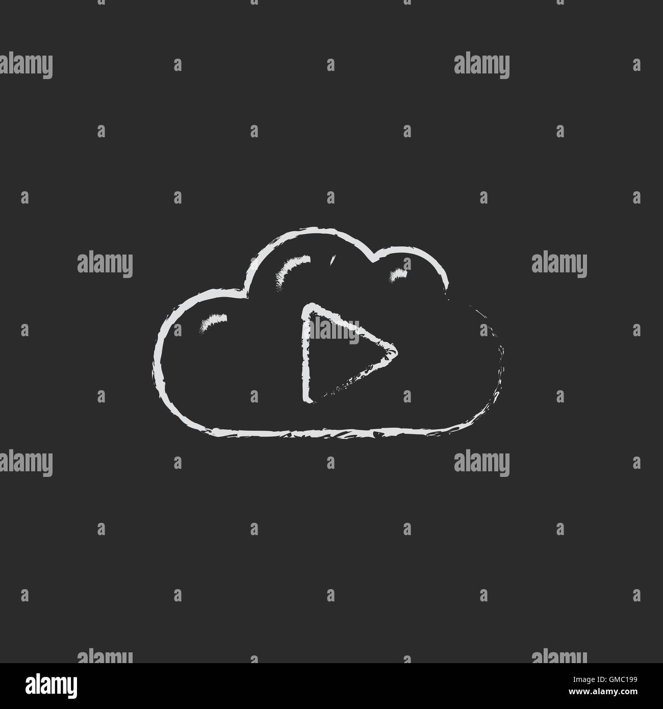 Cloud with play button icon drawn in chalk Stock Vector Image & Art - Alamy