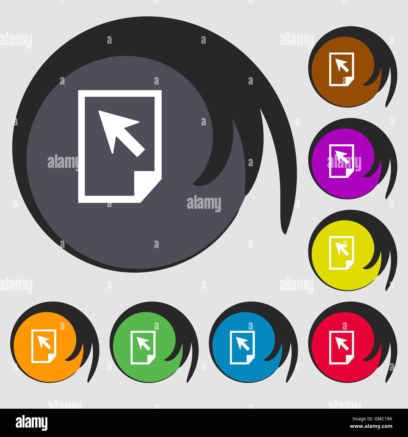 Text file sign icon. File document symbol. Symbols on eight colored ...