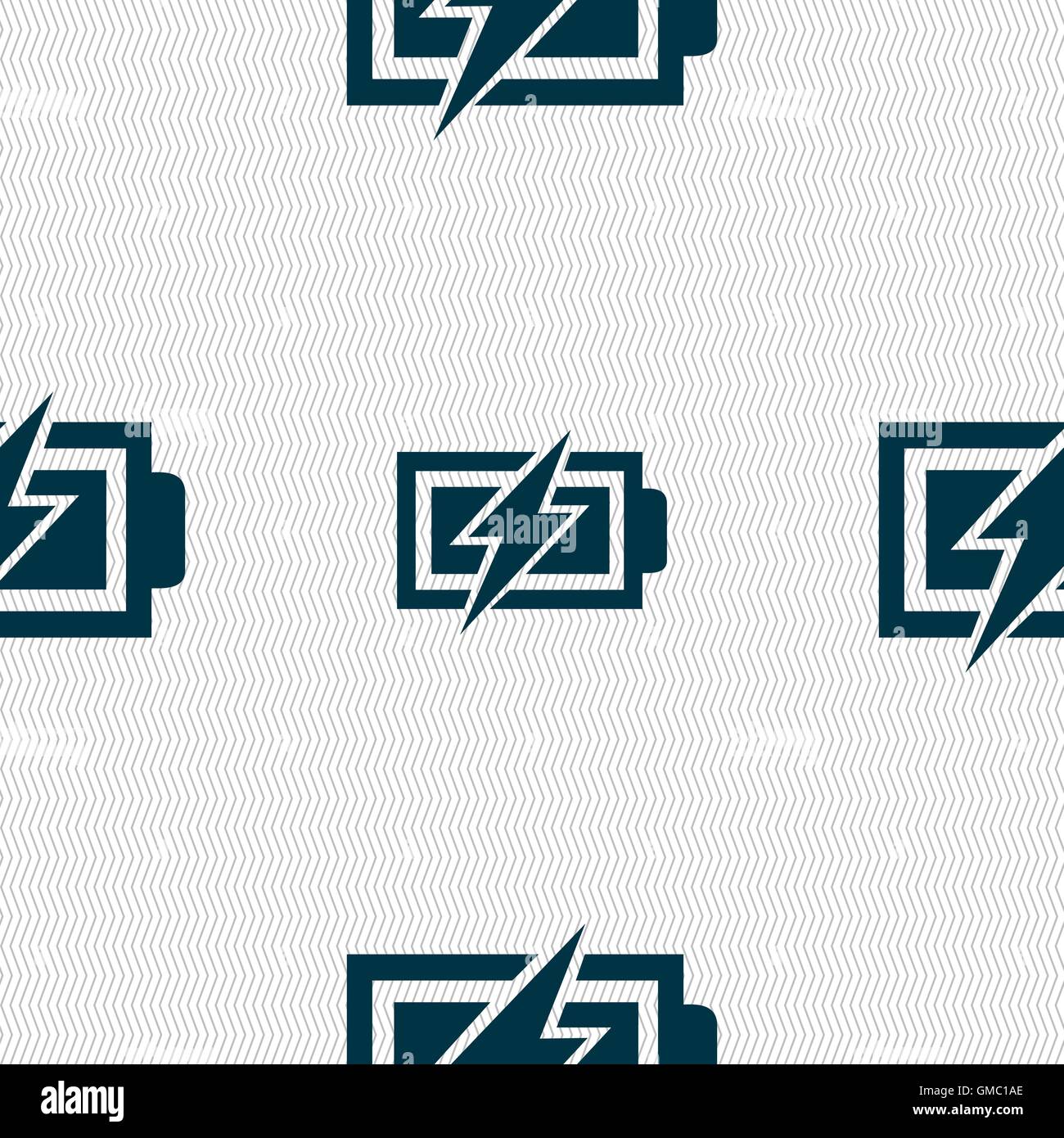 Battery charging sign icon. Lightning symbol. Seamless abstract ...