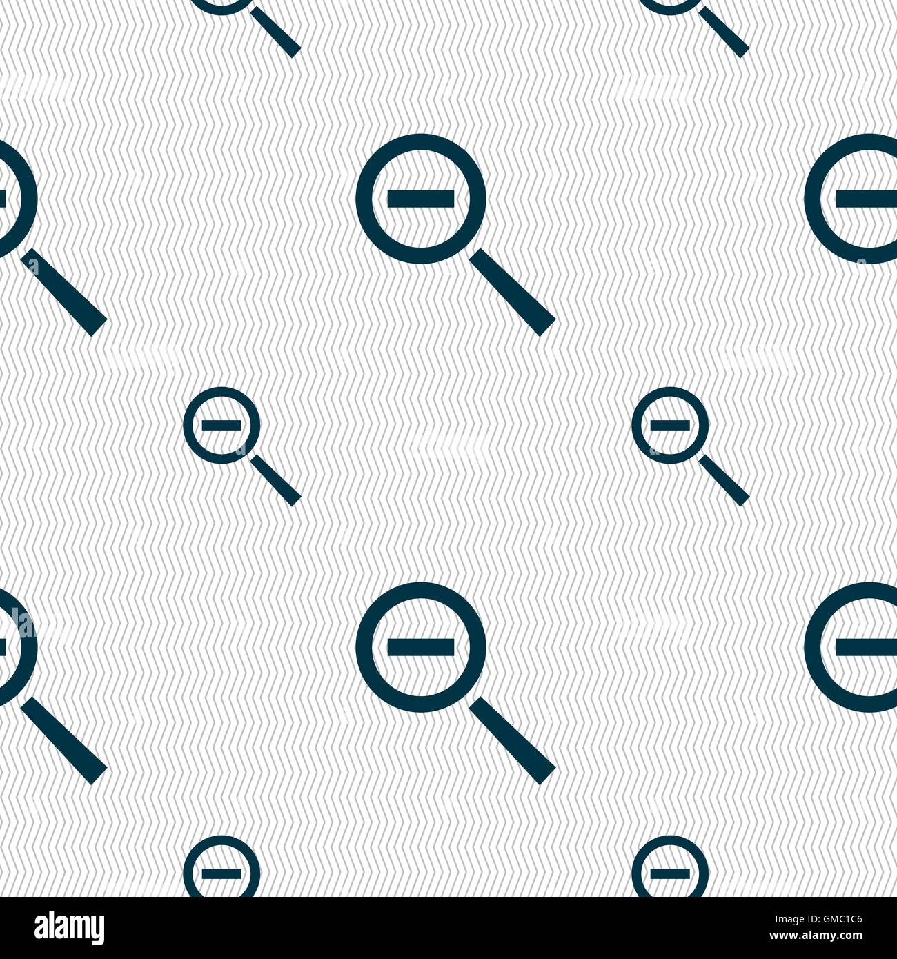 Magnifier glass, Zoom tool icon sign. Seamless pattern with geometric ...