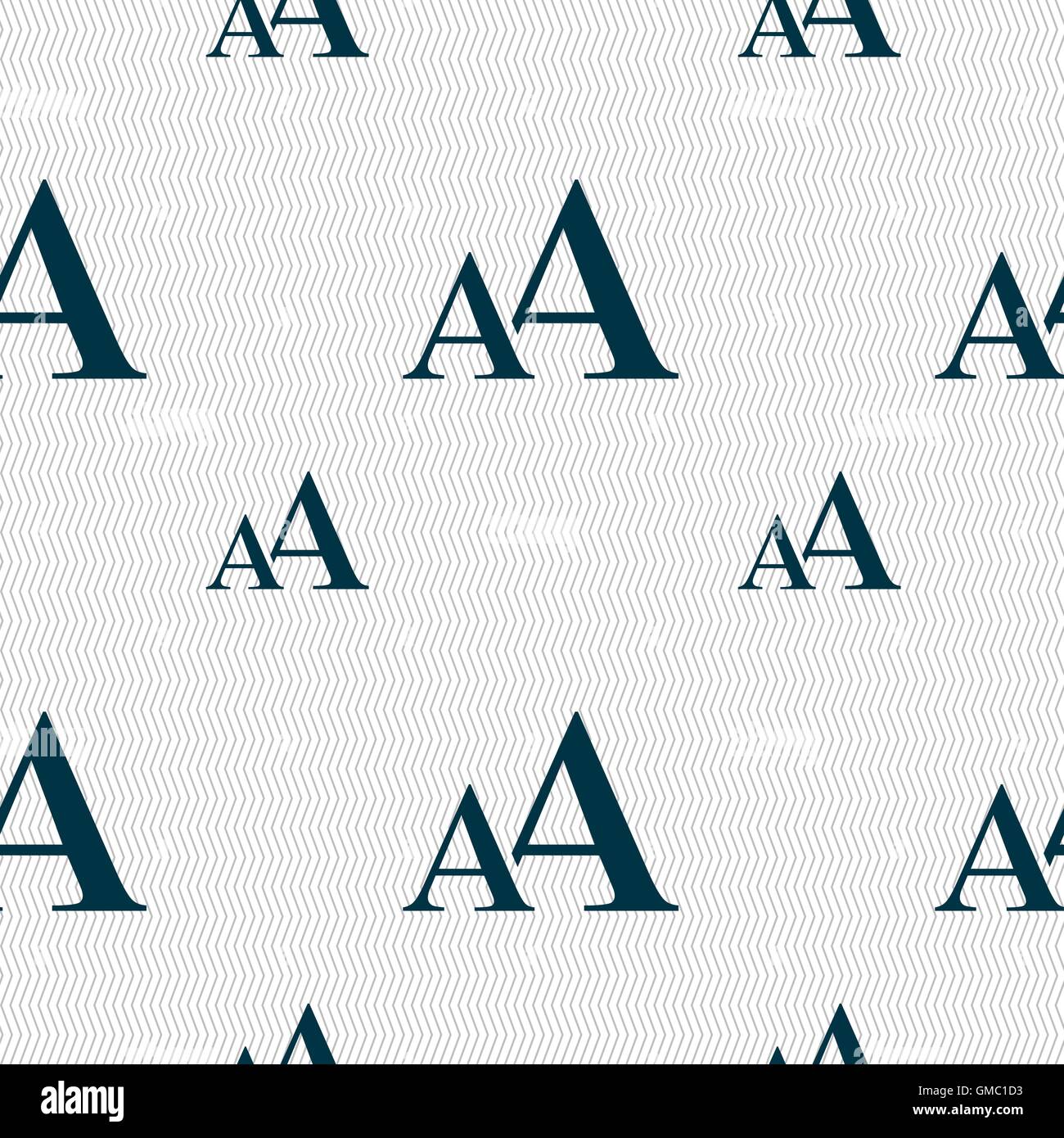 Enlarge font, AA icon sign. Seamless pattern with geometric texture ...