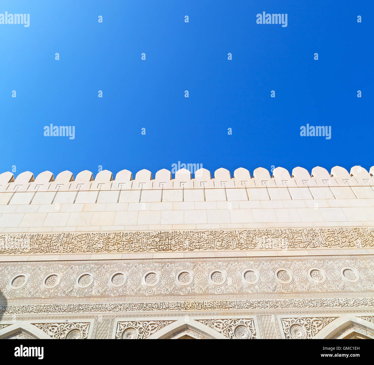 in oman the wall of big muscat mosque abstract background and antique ...