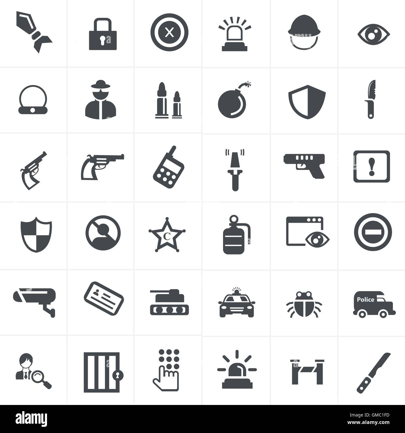 security and weapon icons set Stock Vector Image & Art - Alamy