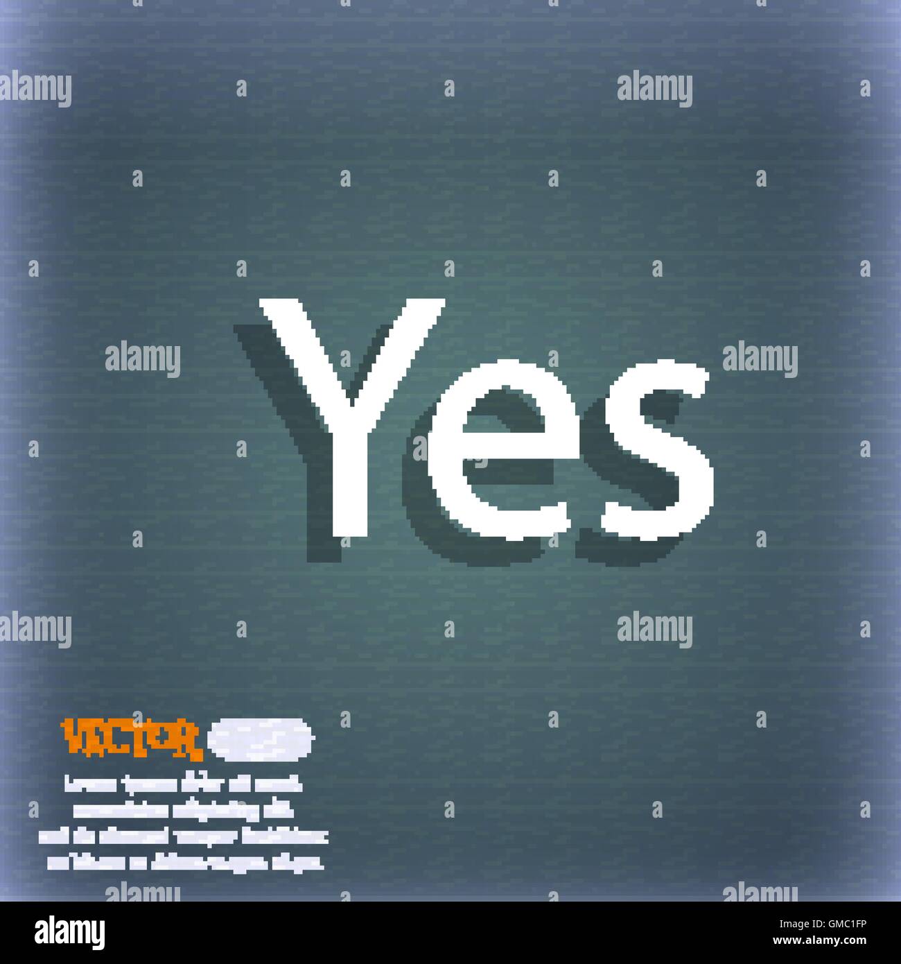 Yes sign icon. Positive check symbol. On the blue-green abstract ...