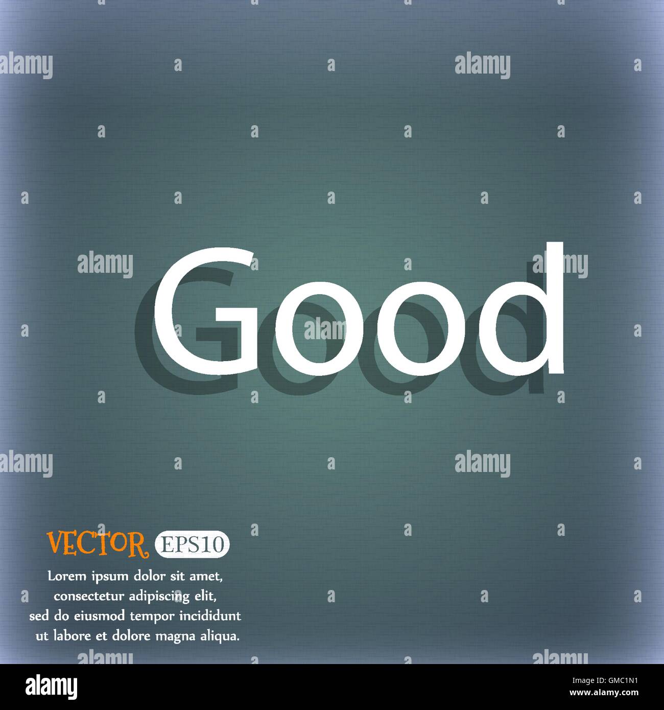 Good sign icon. On the blue-green abstract background with shadow and ...