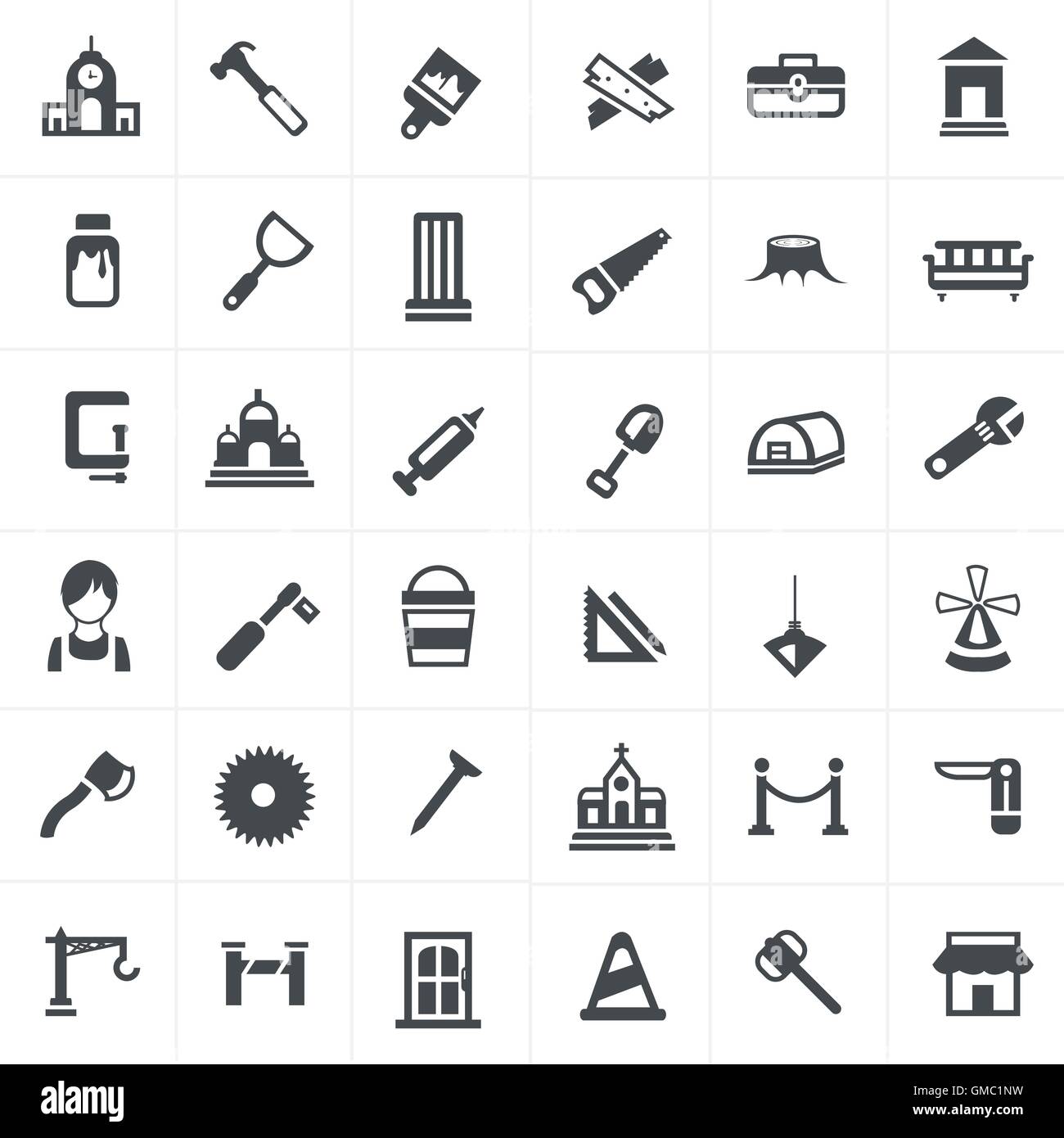 carpenter icons set Stock Vector Image & Art - Alamy
