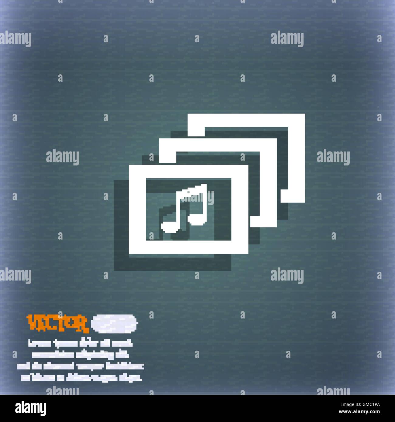 Mp3 music format sign icon. Musical symbol. On the blue-green abstract ...