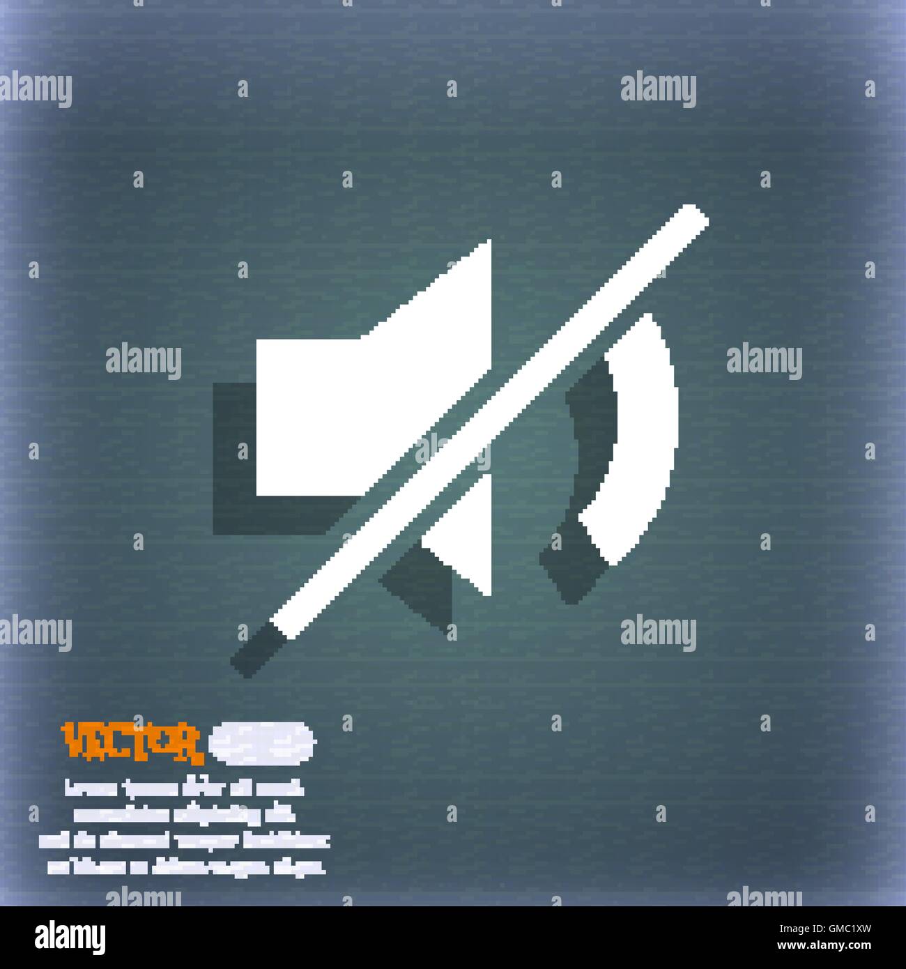 Mute speaker sign icon. Sound symbol. On the blue-green abstract ...