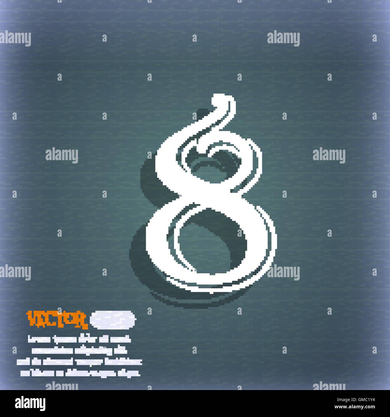number Eight icon sign. On the blue-green abstract background with ...