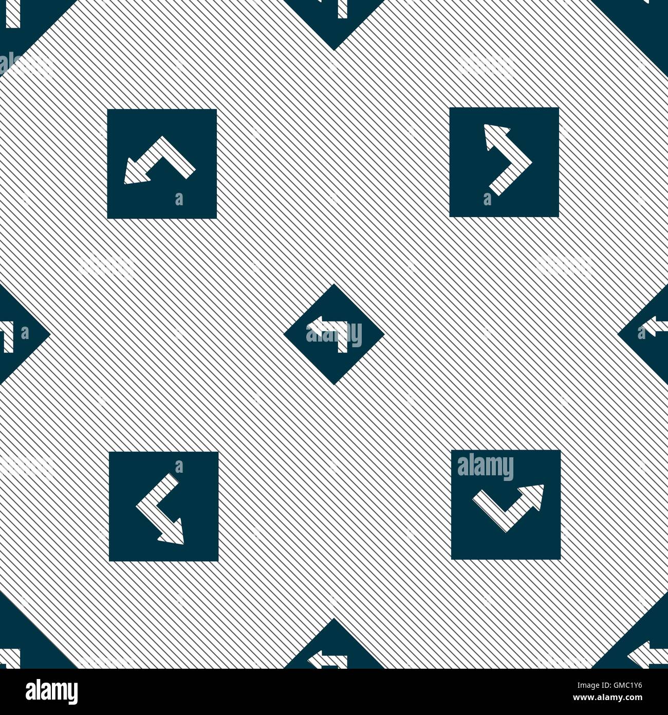 Road sign warning of dangerous left curve icon sign. Seamless pattern ...