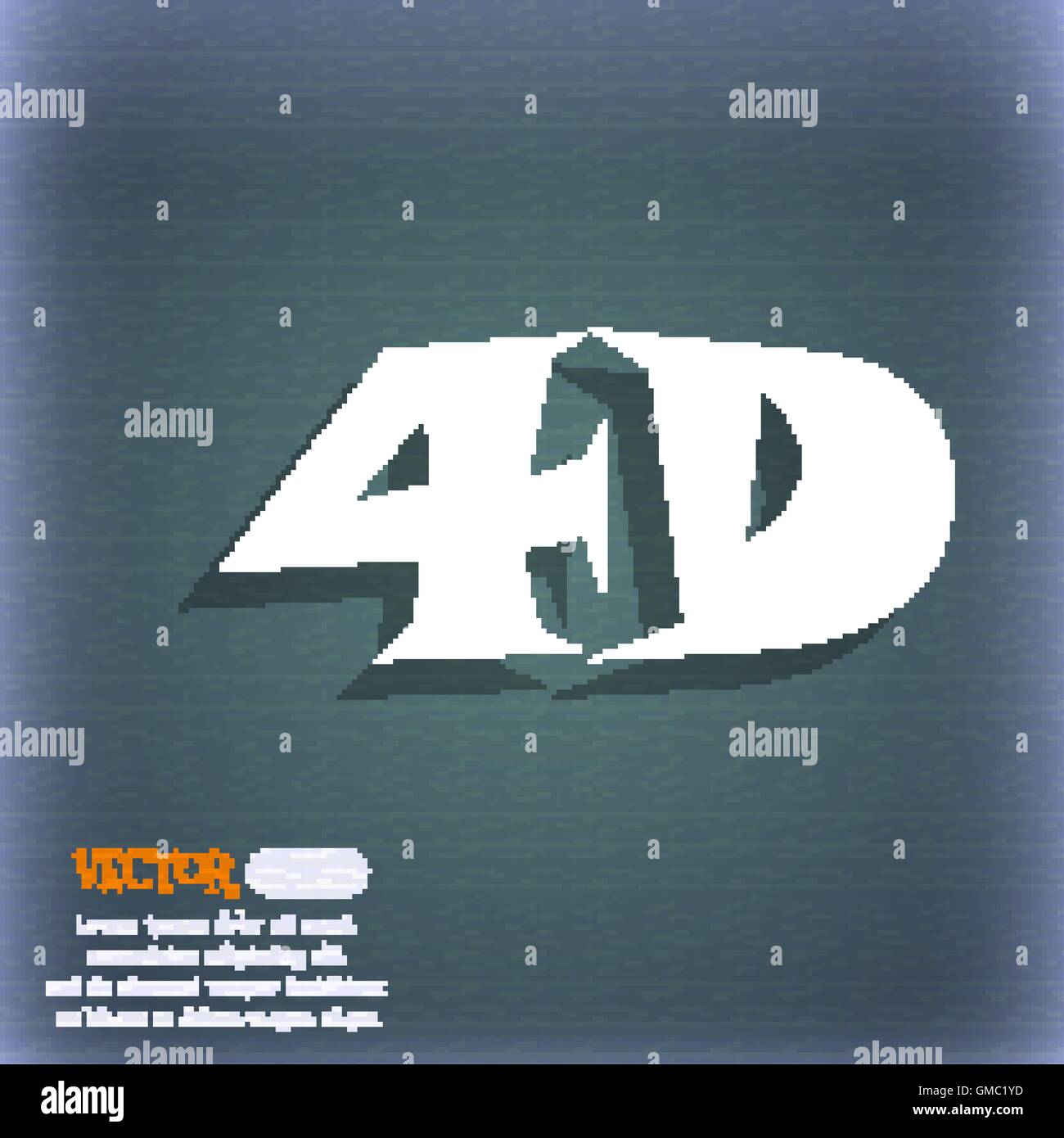 4D sign icon. 4D-New technology symbol. On the blue-green abstract ...