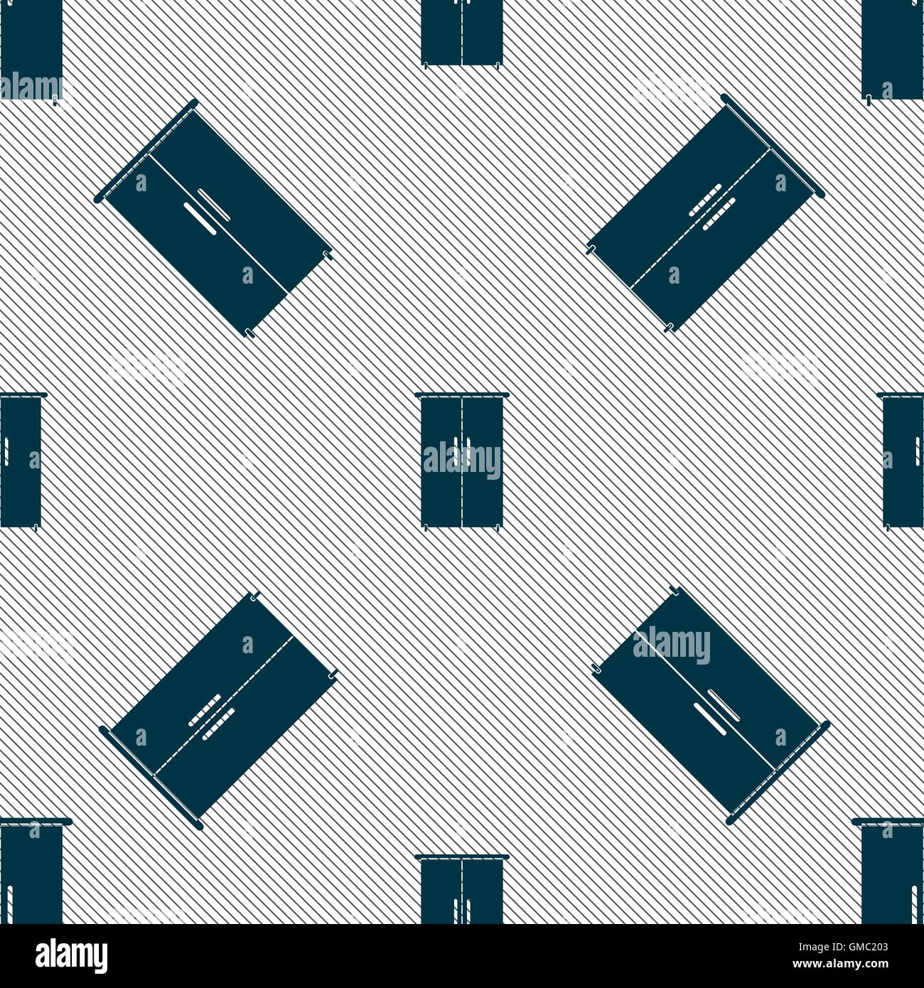 Cupboard icon sign. Seamless pattern with geometric texture. Vector ...