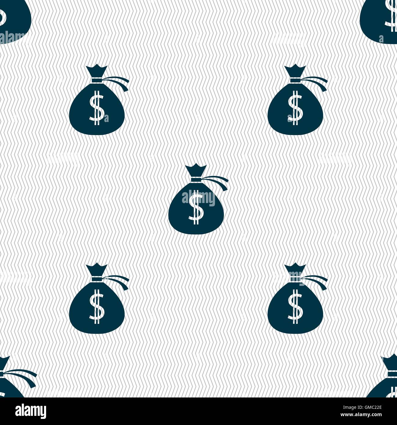 Money bag icon sign. Seamless abstract background with geometric shapes ...