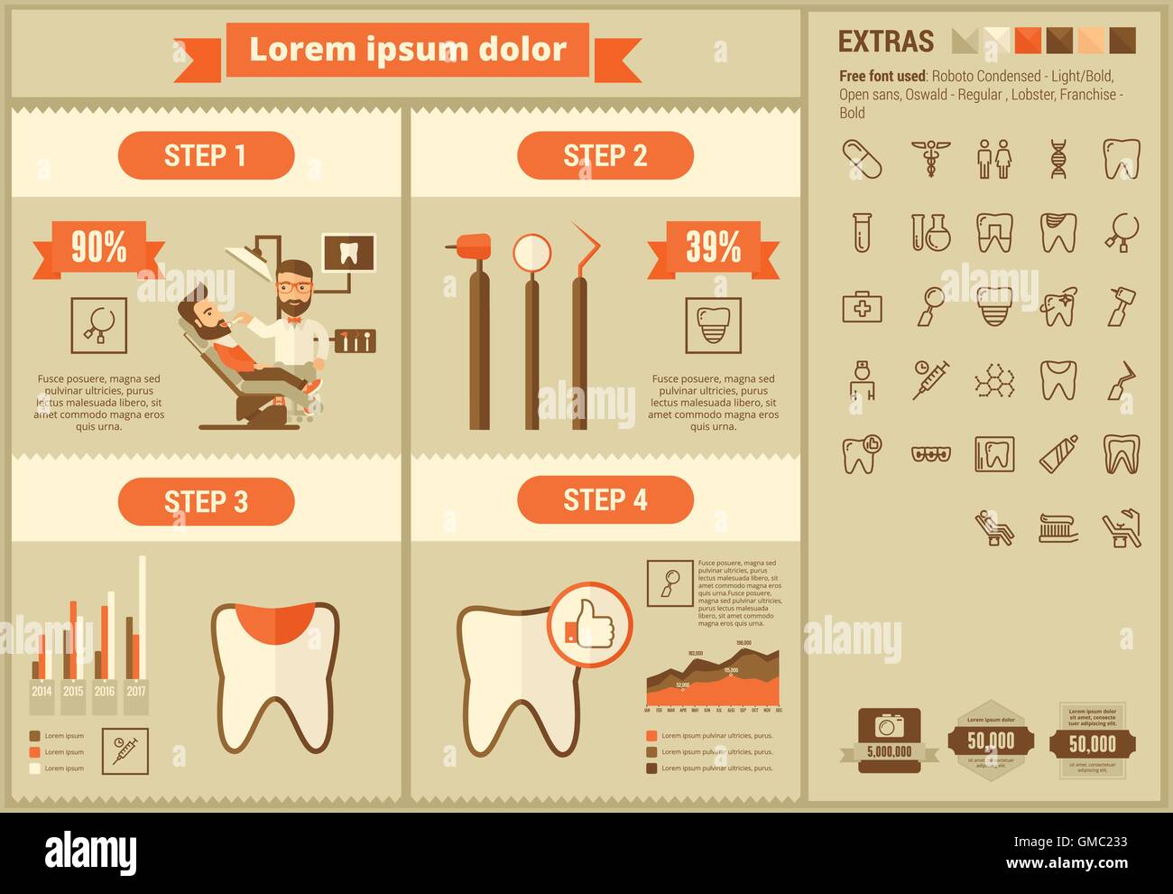 Stomatology flat design Infographic Template Stock Vector Image & Art ...
